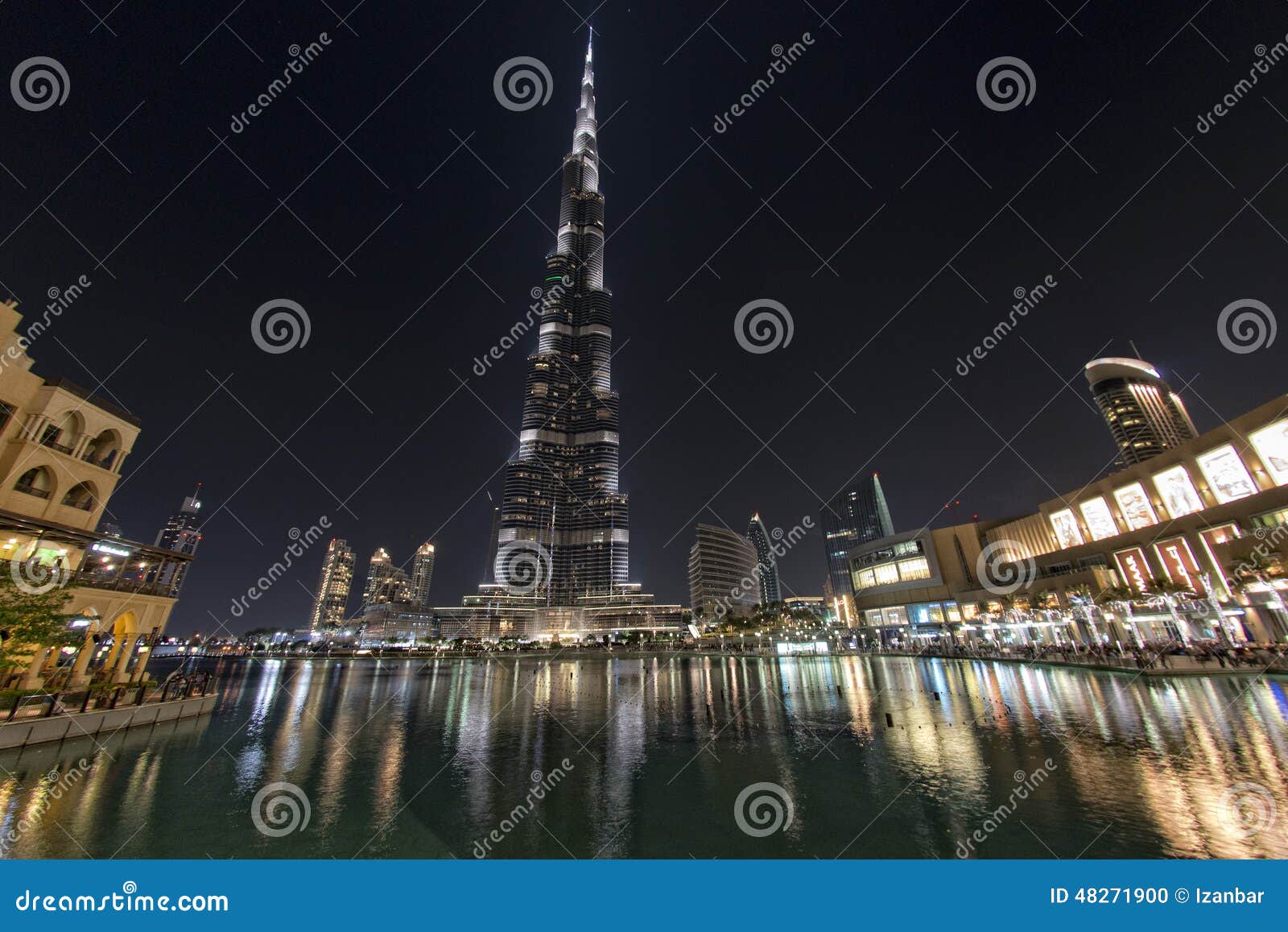Burji Khalifa at night editorial image. Image of downtown - 48271900