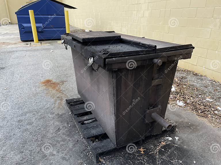 Locked Solid Waste Trash Compactor Side View Stock Photo - Image of ...