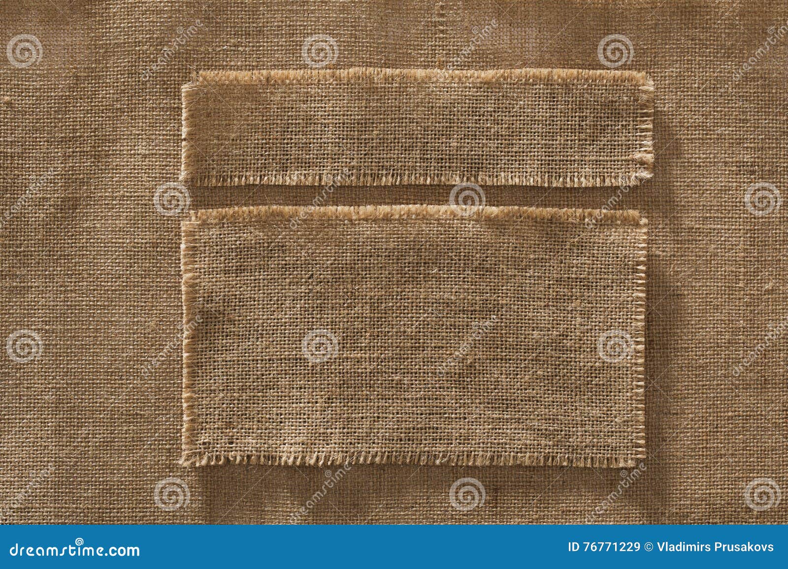 Burlap Fabric Frames Pieces Labels, Linen Cloth Patch on Hessian Stock ...