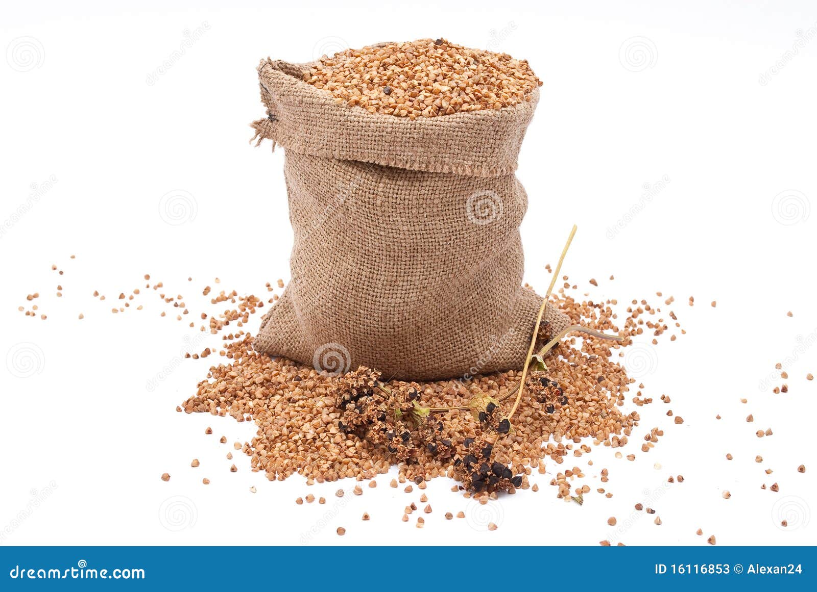 Burlap Sack with Buckwheat Spilling Stock Image - Image of drapery ...
