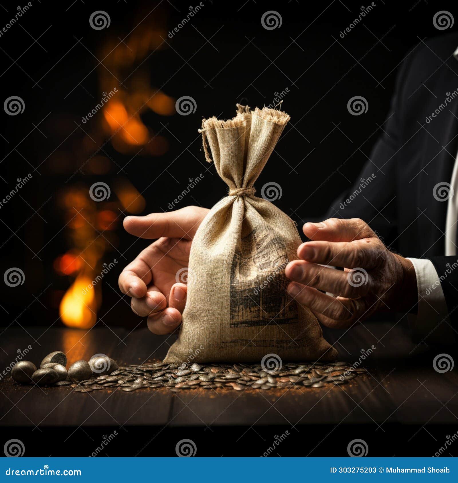 A Burlap Sack In Hands, Wealth Visualized Through Business Analysis ...