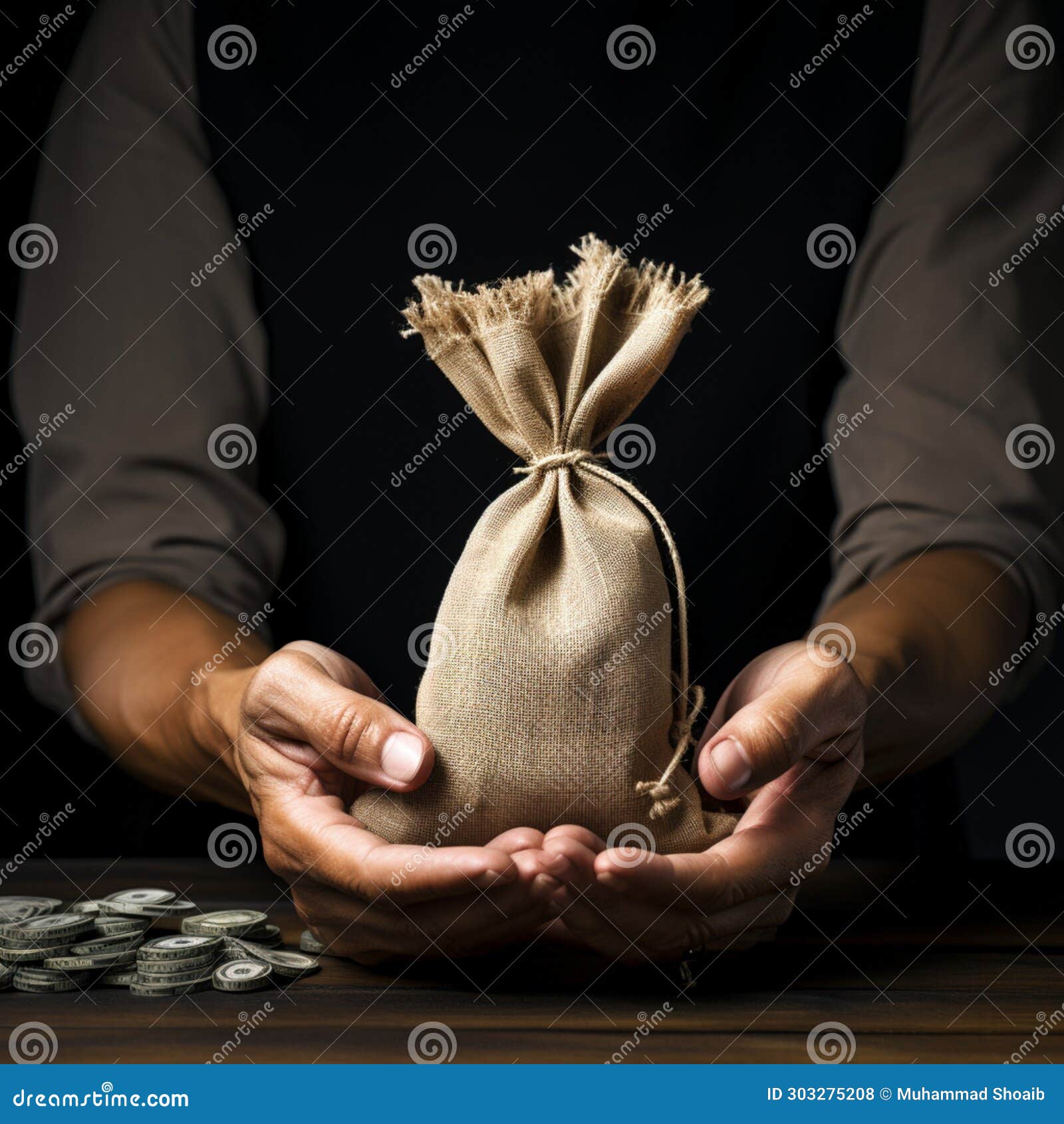 A Burlap Sack In Hands, Wealth Visualized Through Business Analysis ...