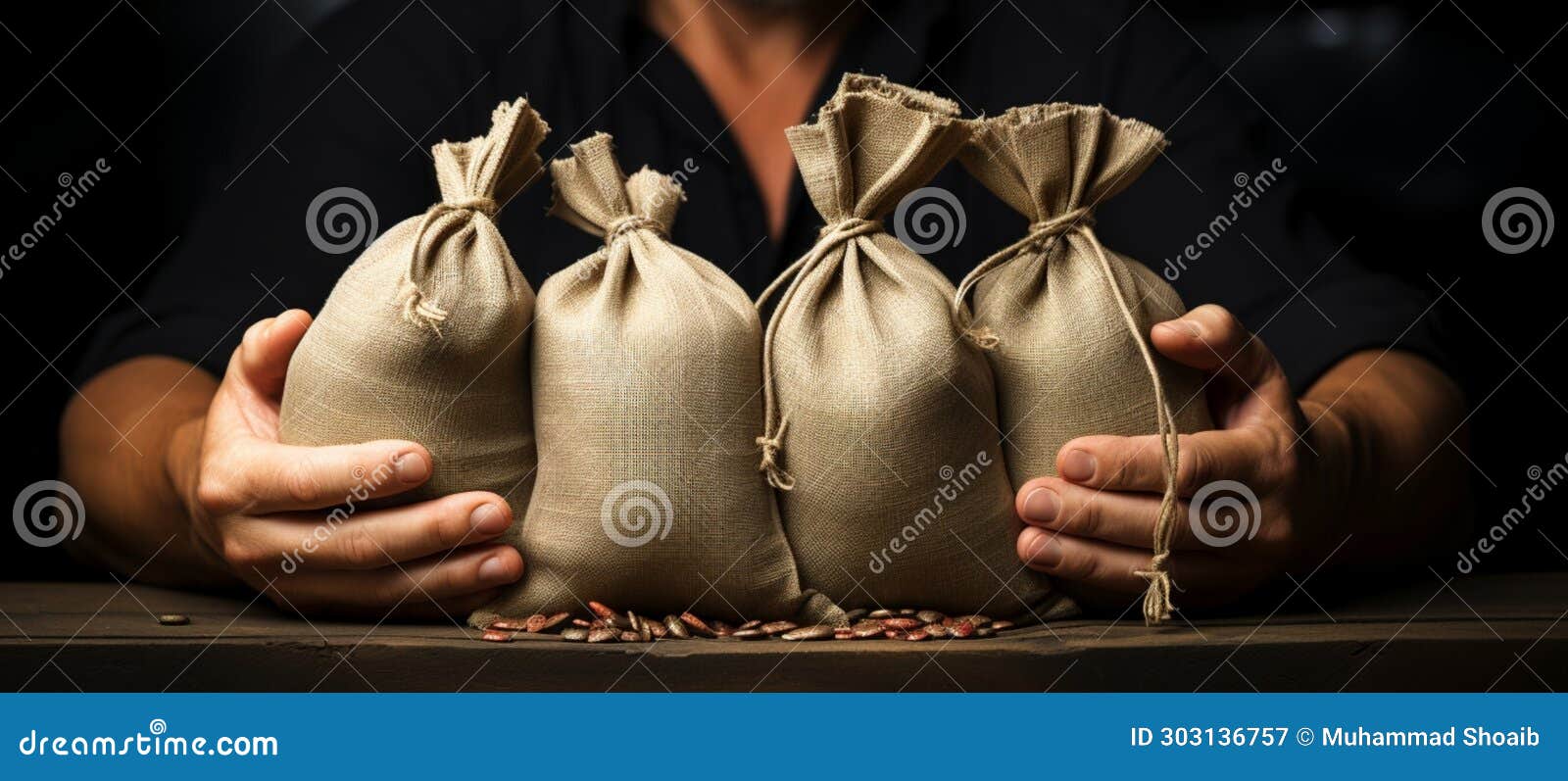 A Burlap Sack In Hands, Wealth Visualized Through Business Analysis ...
