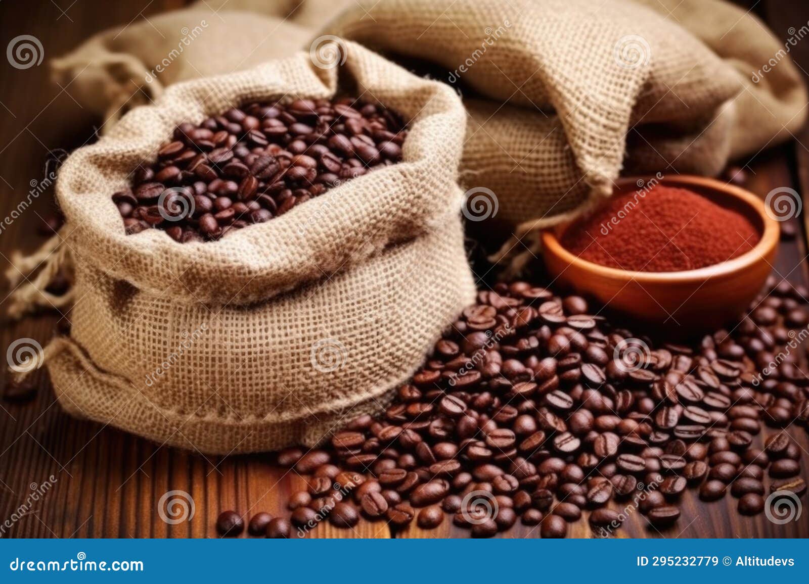 Burlap Sack Labeled with Origin of Coffee Beans Stock Image - Image of ...