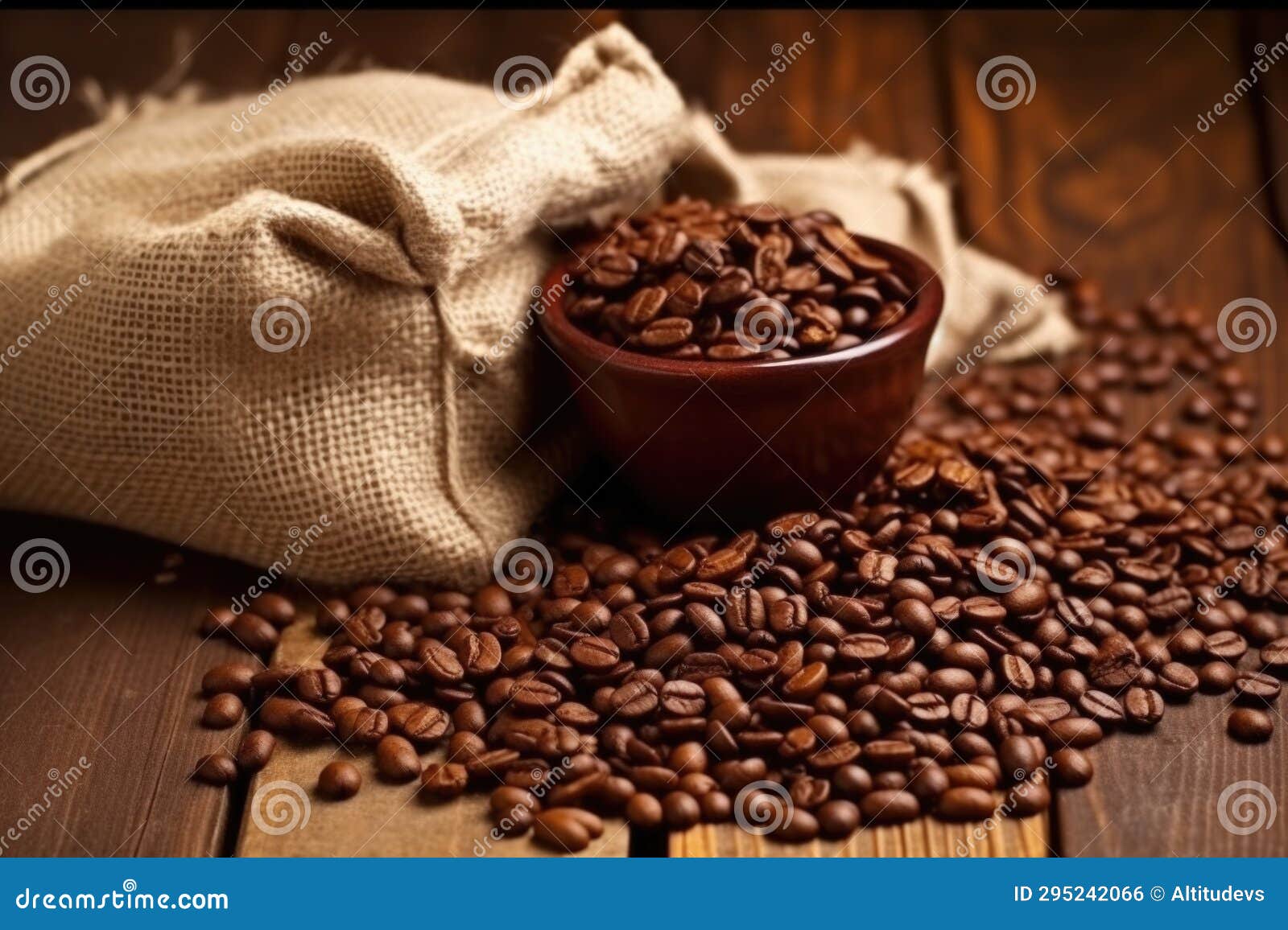 Burlap Sack Labeled with Origin of Coffee Beans Stock Photo - Image of ...