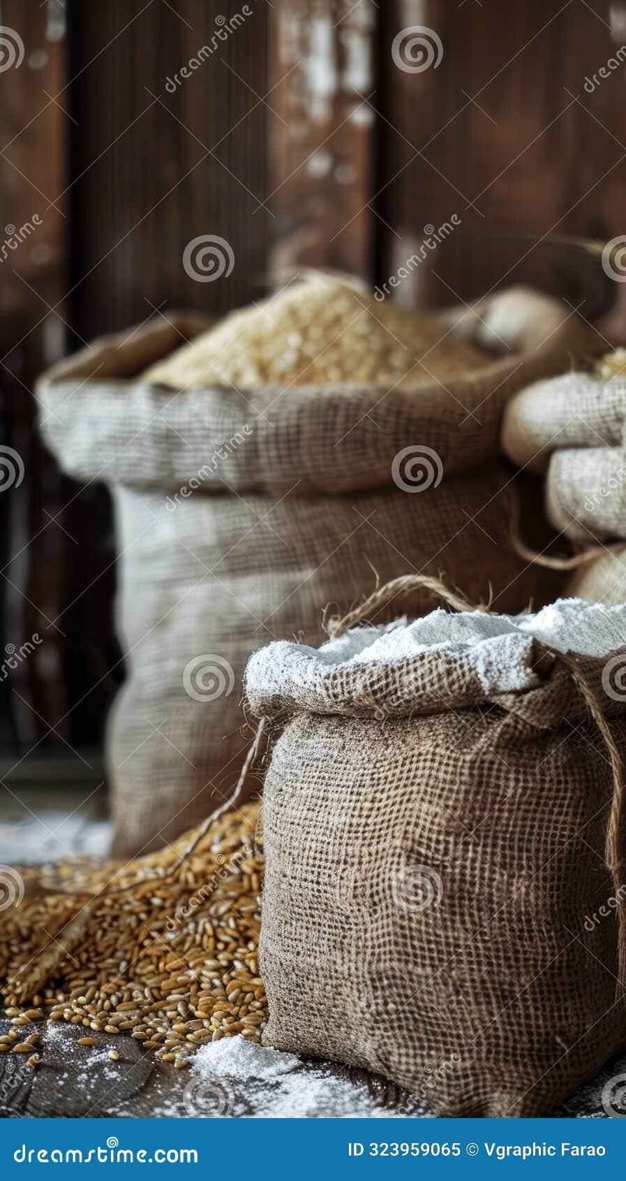 Burlap Sacks Filled with Grains, Wheat, and Flour Stock Illustration ...