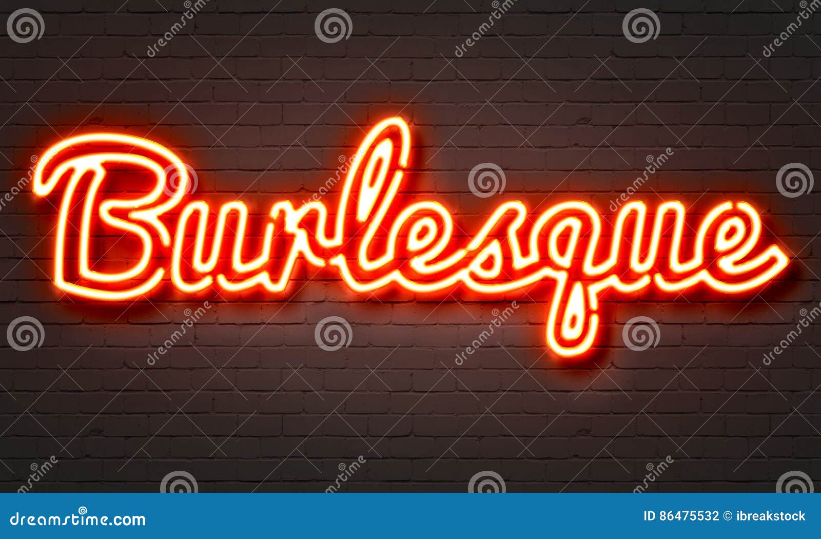 Burlesque Neon Sign on Brick Wall Background. Stock Photo - Image of ...