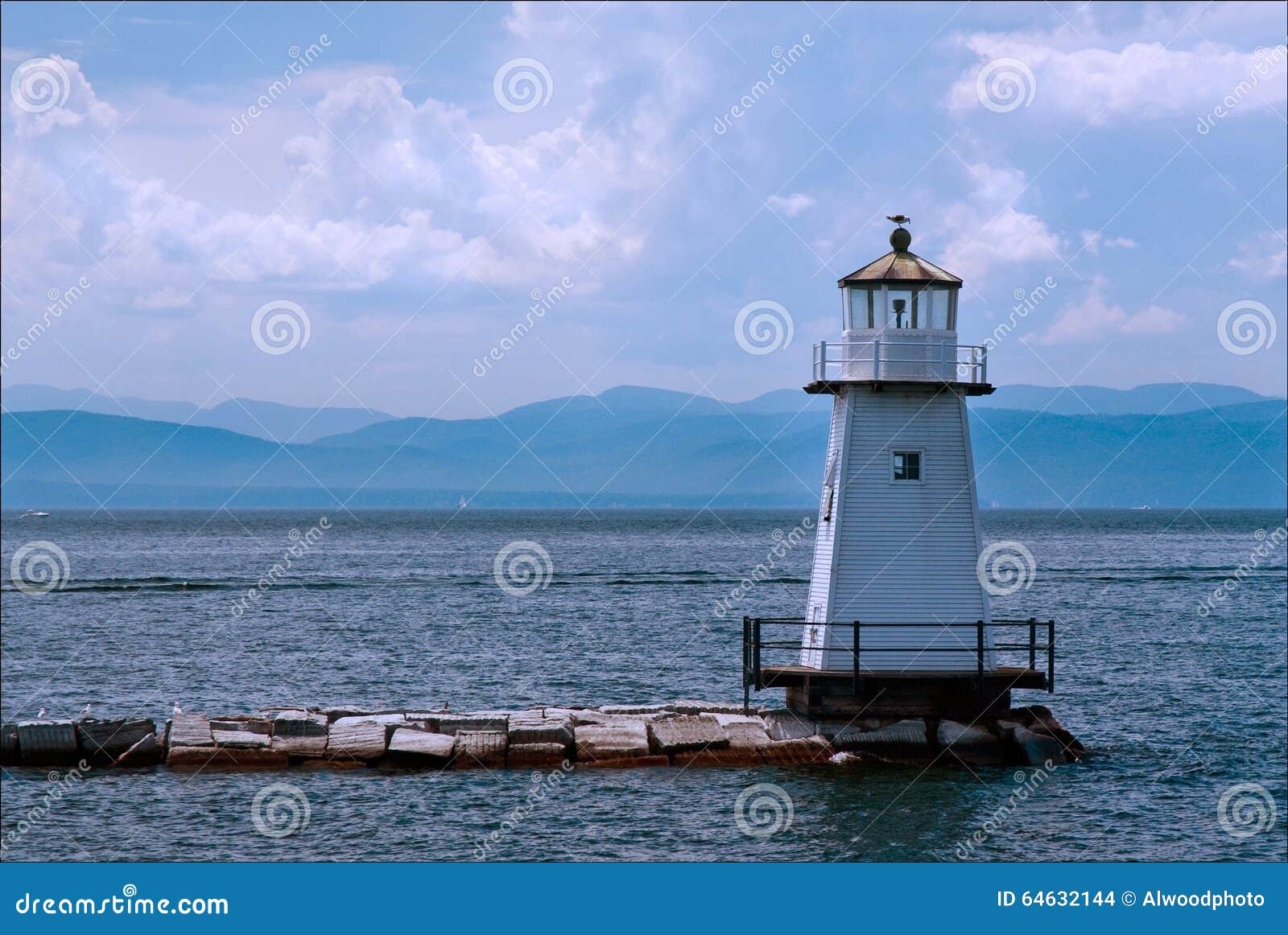 Burlington Breakwater Lighthouse in Lake Champlain, Vermont Stock Photo ...