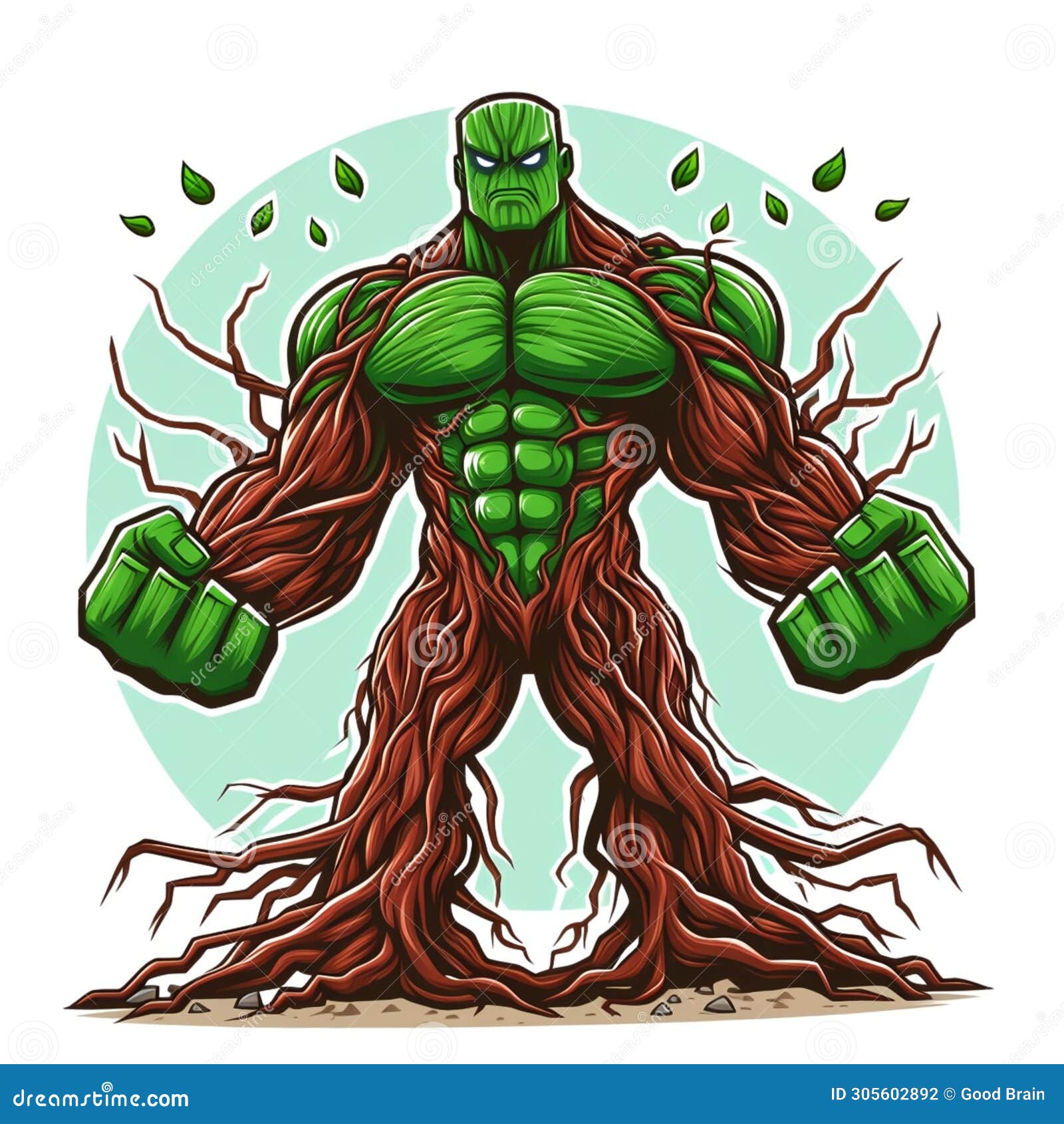 A Burly Tree Monster With A Scary Expression Isolated On A White ...