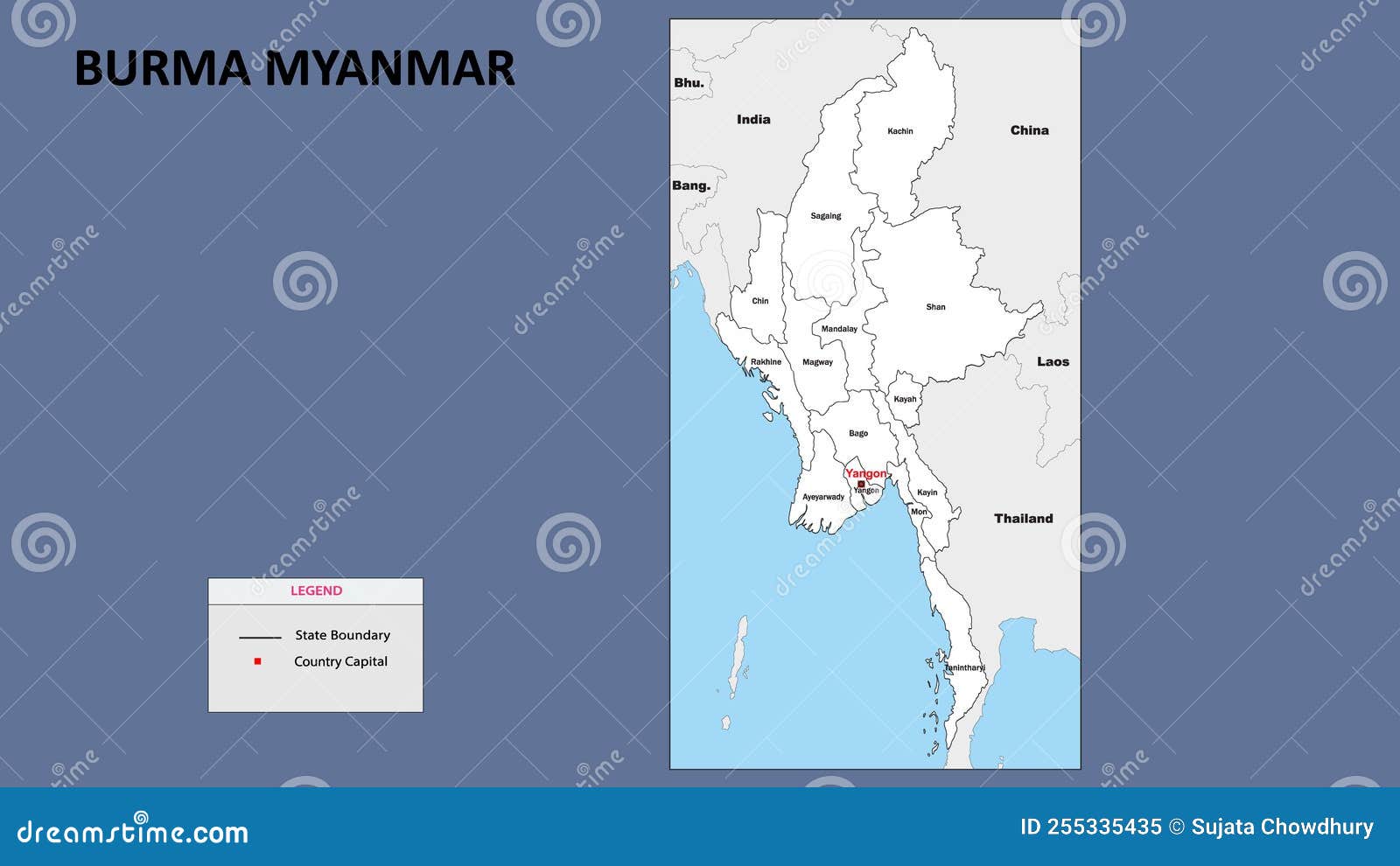 Burma Myanmar Map. State And District Map Of Burma Myanmar ...