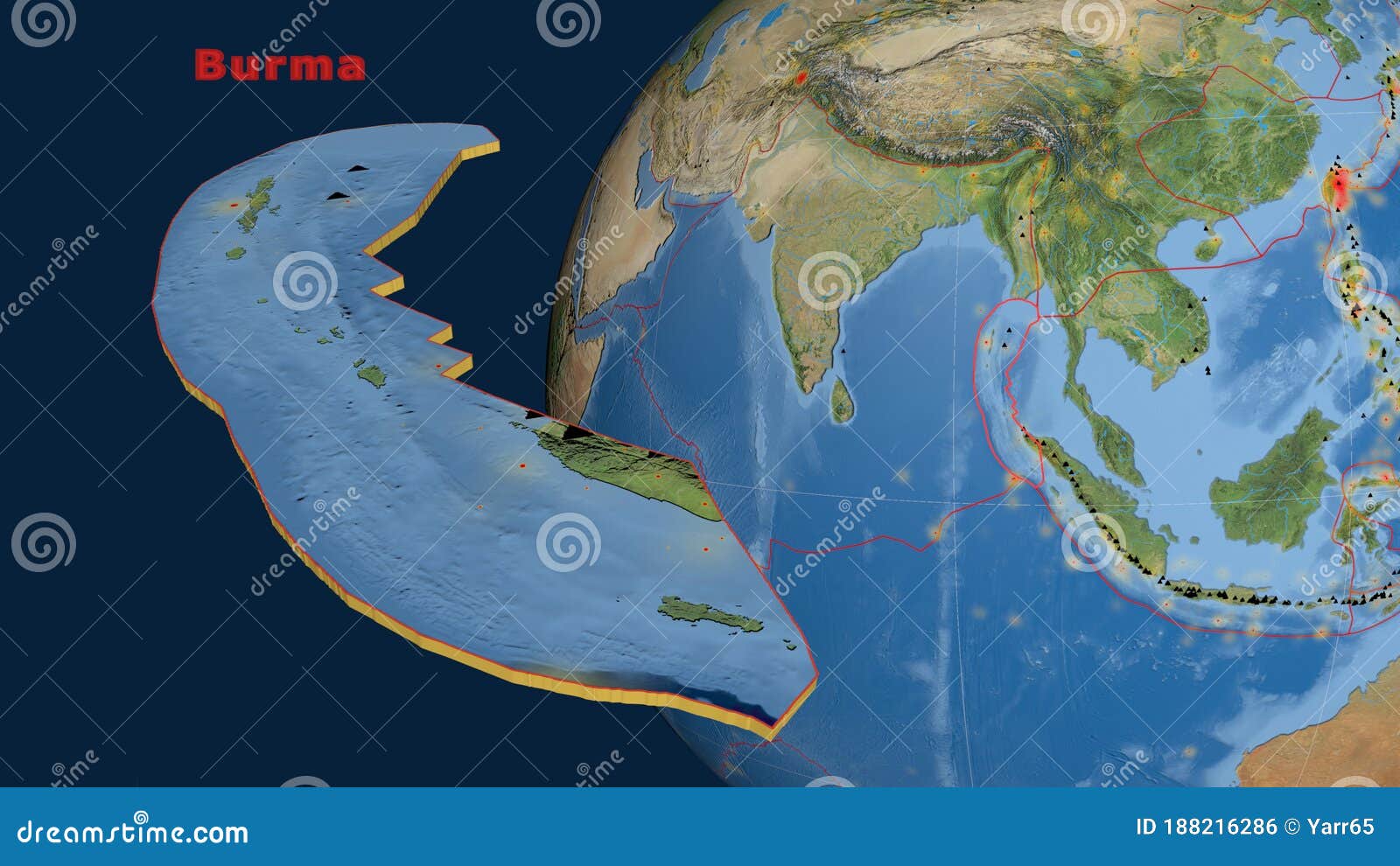 Burma Plate Described and Presented - Satellite Stock Illustration ...