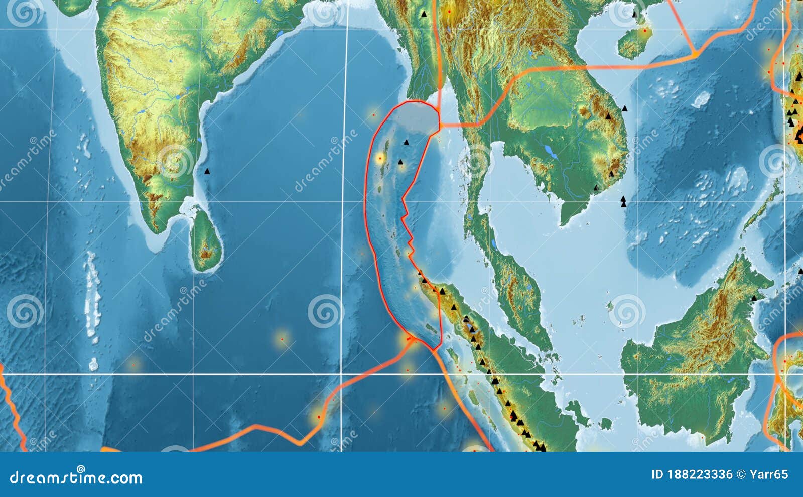Burma Plate Outlined, Kavrayskiy Projection - Relief Stock Illustration ...
