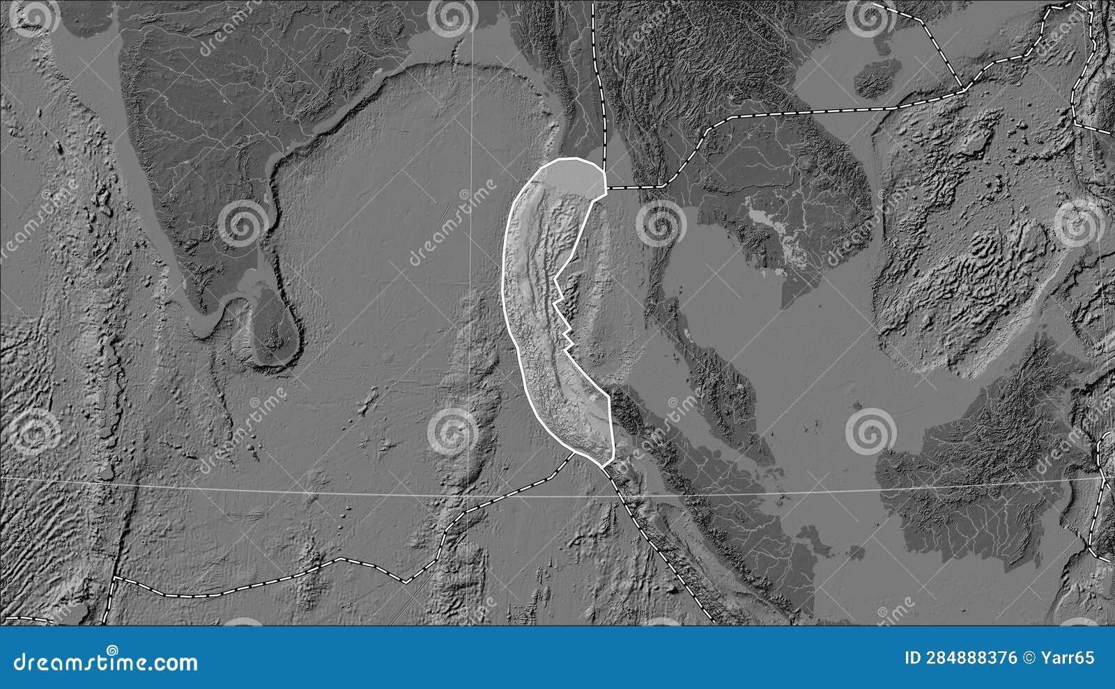 Burma Plate - Boundaries. Bilevel Map Stock Illustration - Illustration ...