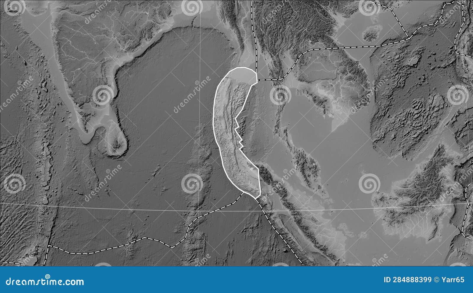 Burma Plate - Boundaries. Grayscale Map Stock Illustration ...