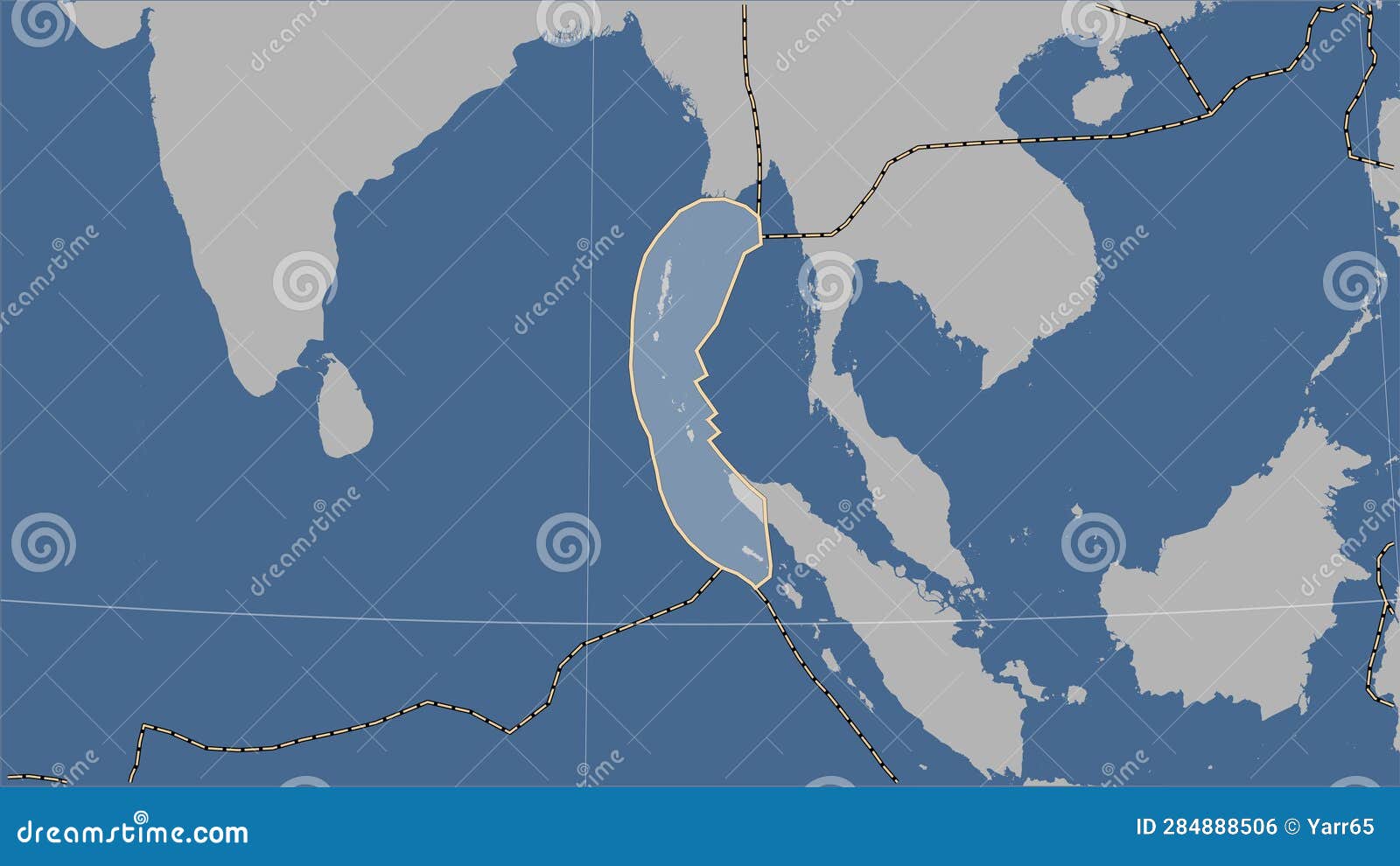 Burma Plate - Boundaries. Contour Map Stock Illustration - Illustration ...