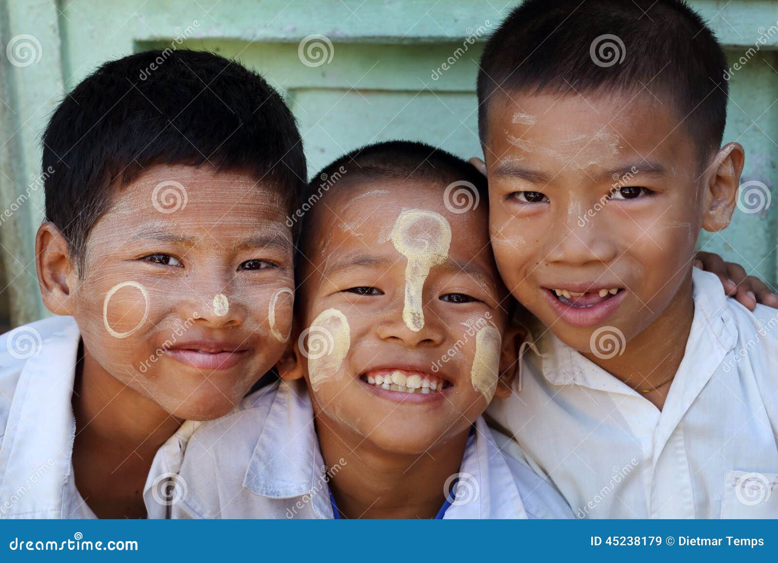 Two Burmese Boys Wearing Traditional Clothes Near Golden Rock Kyaiktiyo ...