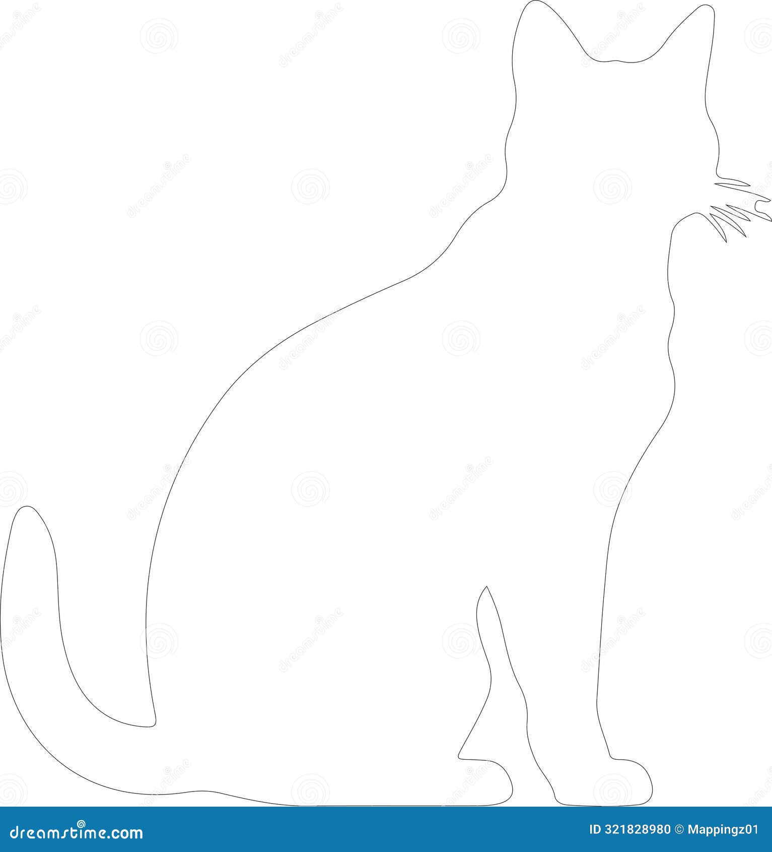 Burmese Cat Outline Outline Silhouette Generative Ai Cartoon Vector ...