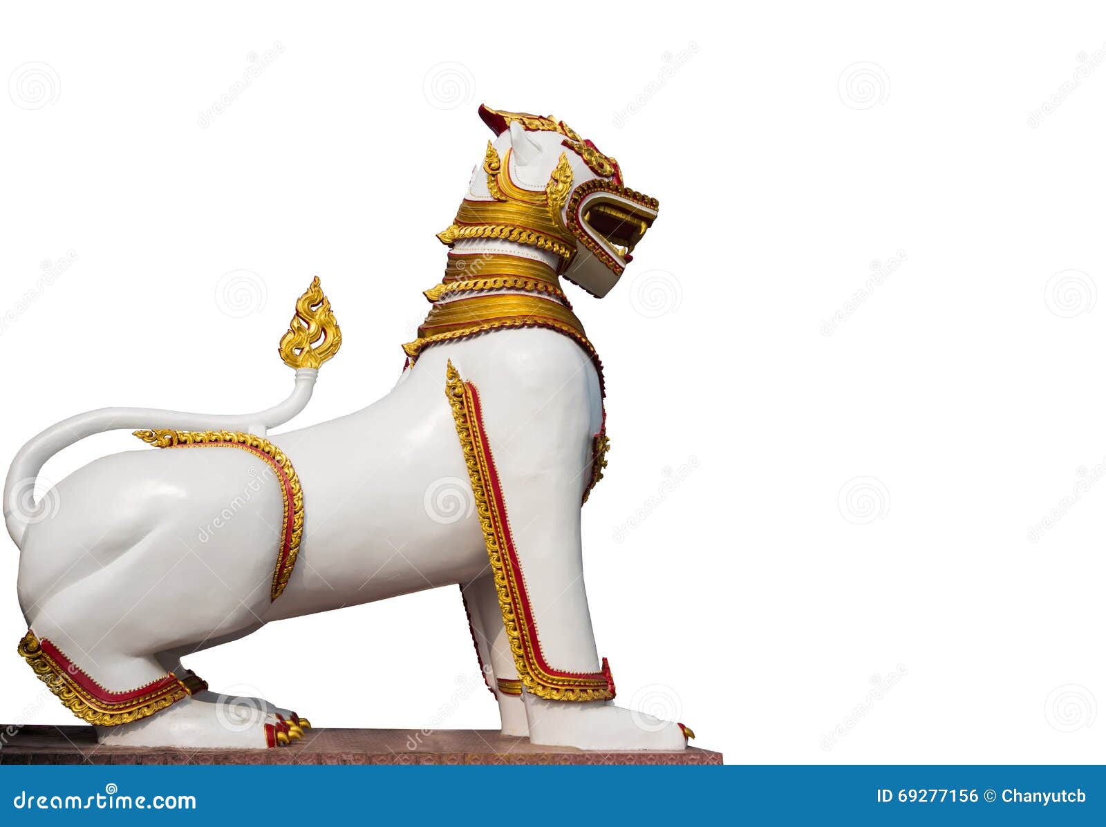 Burmese Lion Statue on White Background Stock Photo - Image of ...