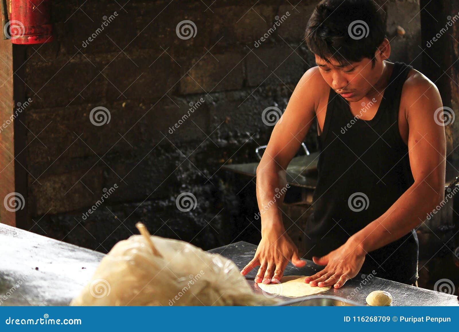 Man Making Roti Canai In Muadzam Shah, Malaysia Editorial Image ...