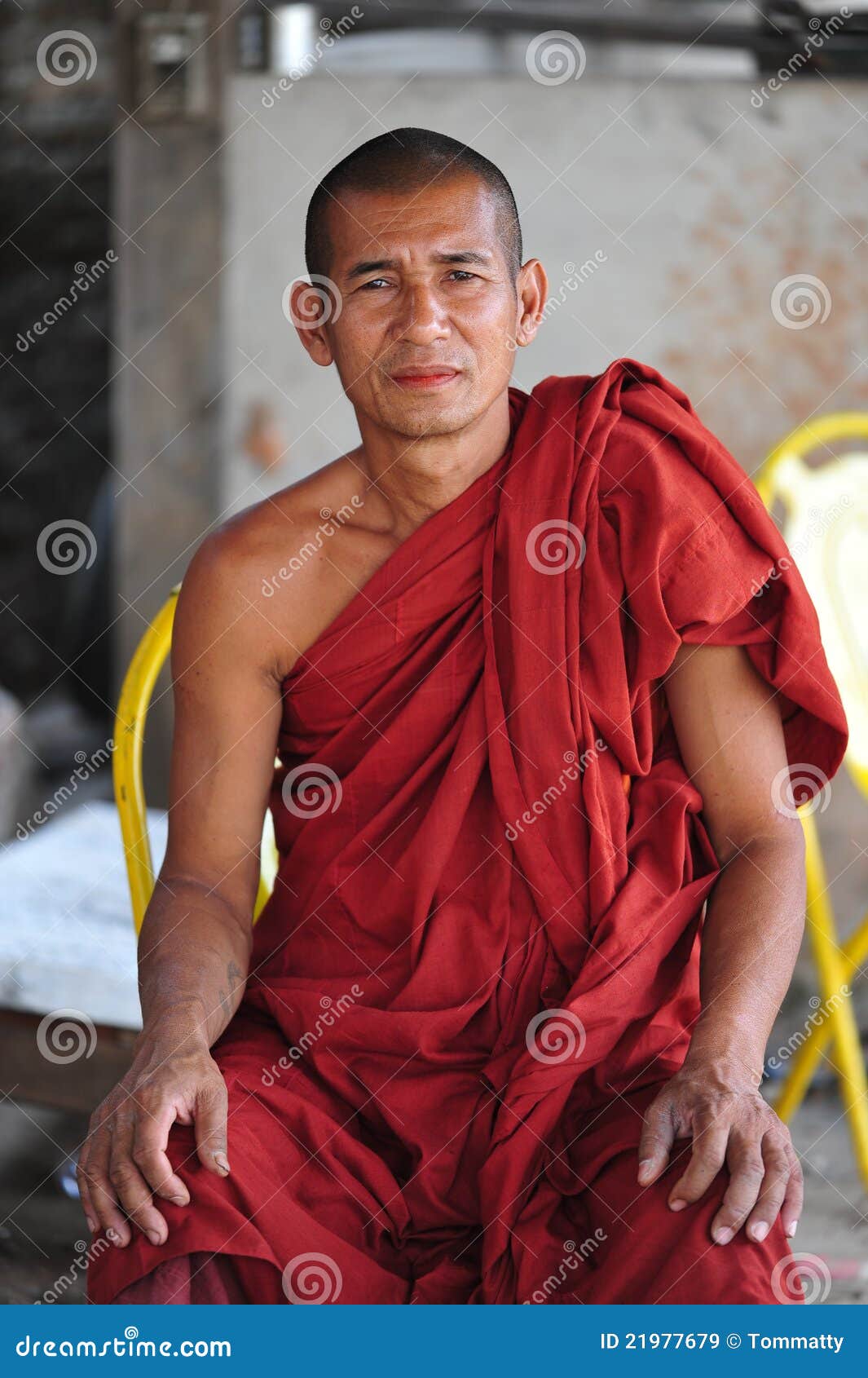 Burmese Monk Sitting and Facing Camera Editorial Stock Image - Image of ...