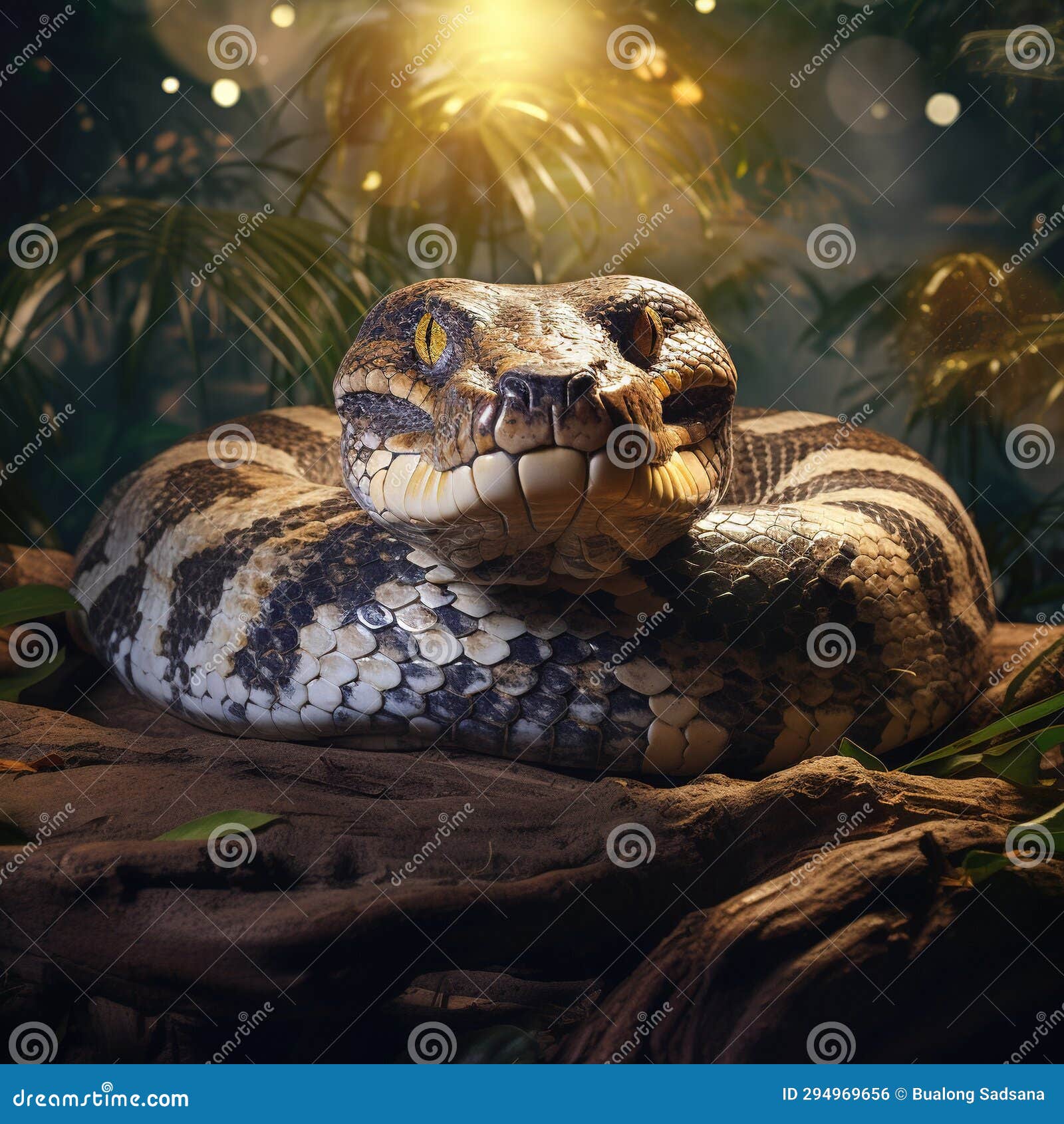 Burmese Python (Python Molurus Bivittatus) on the Backyard Made with ...