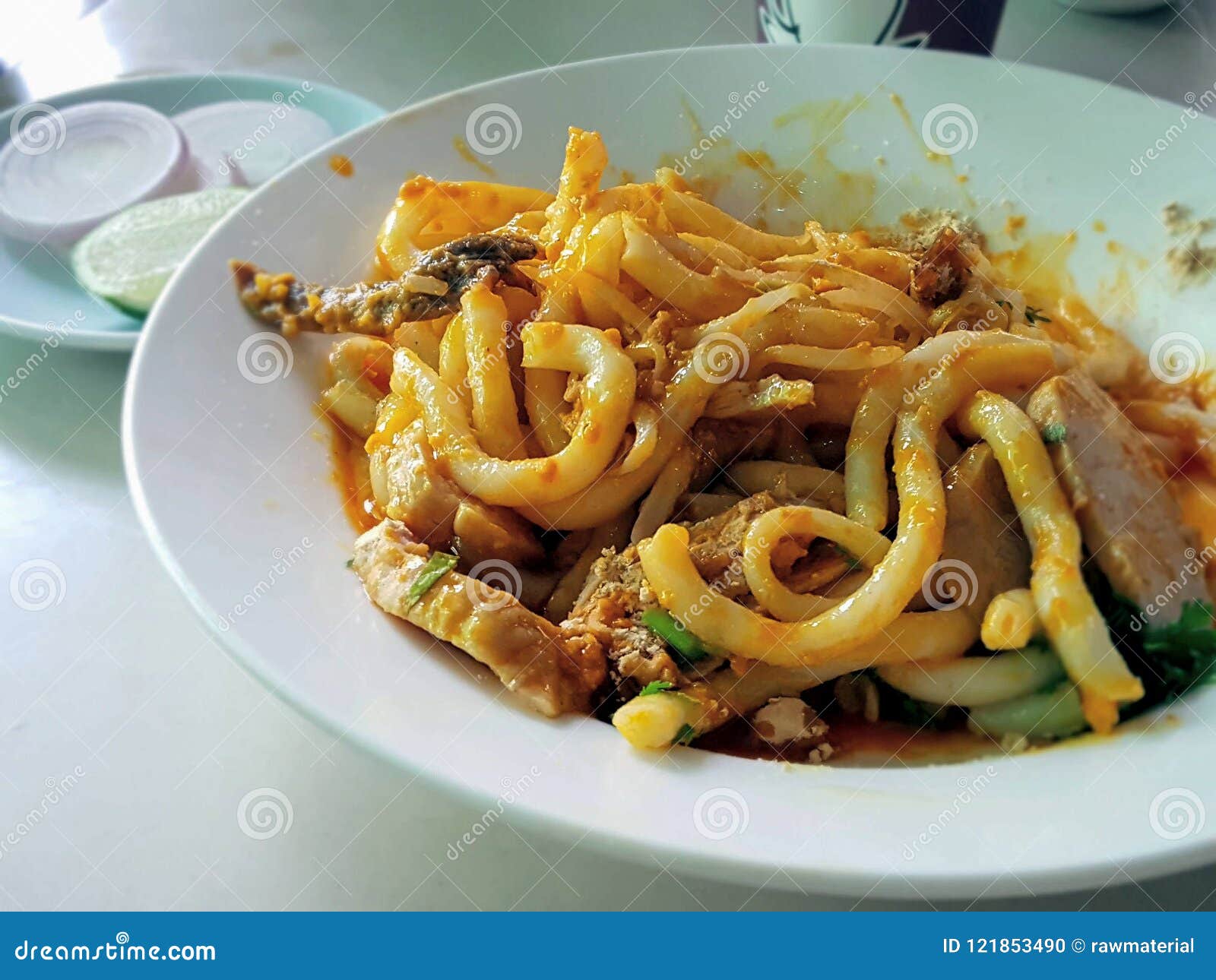 Burmese rice noodle salad stock photo. Image of savory - 121853490