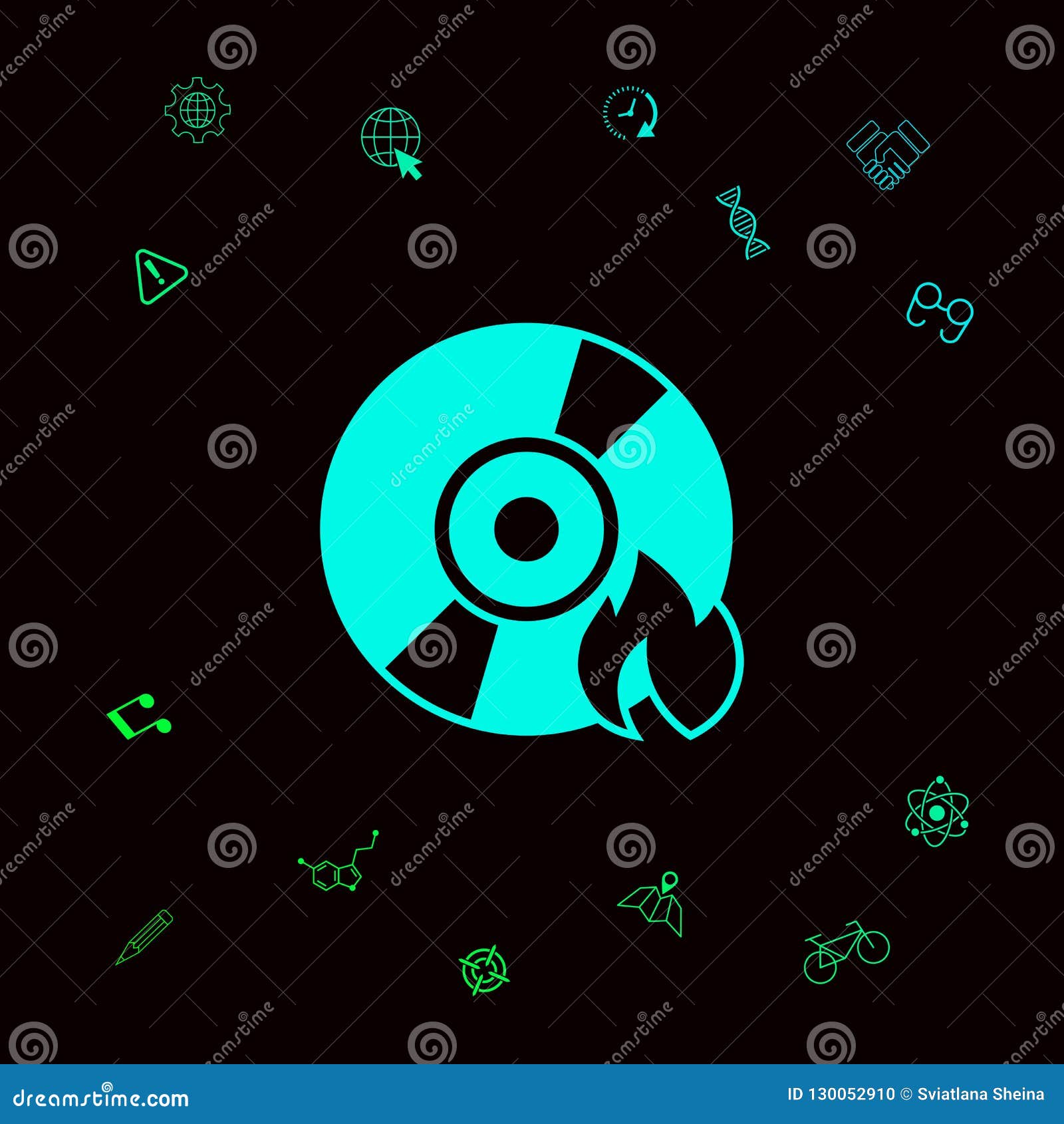 Burn CD or DVD icon stock vector. Illustration of copy - 130052910