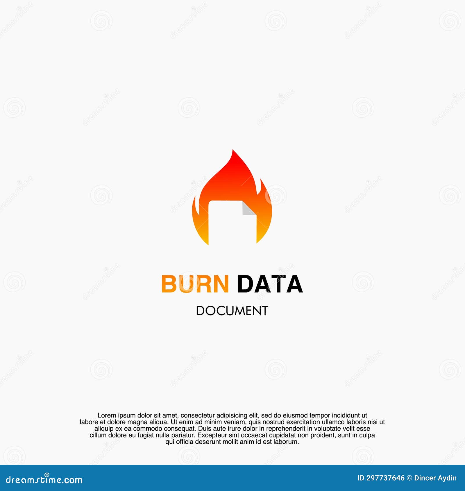 Burn Data Logo Design Concept, Modern Document with Fire, on Isolated ...