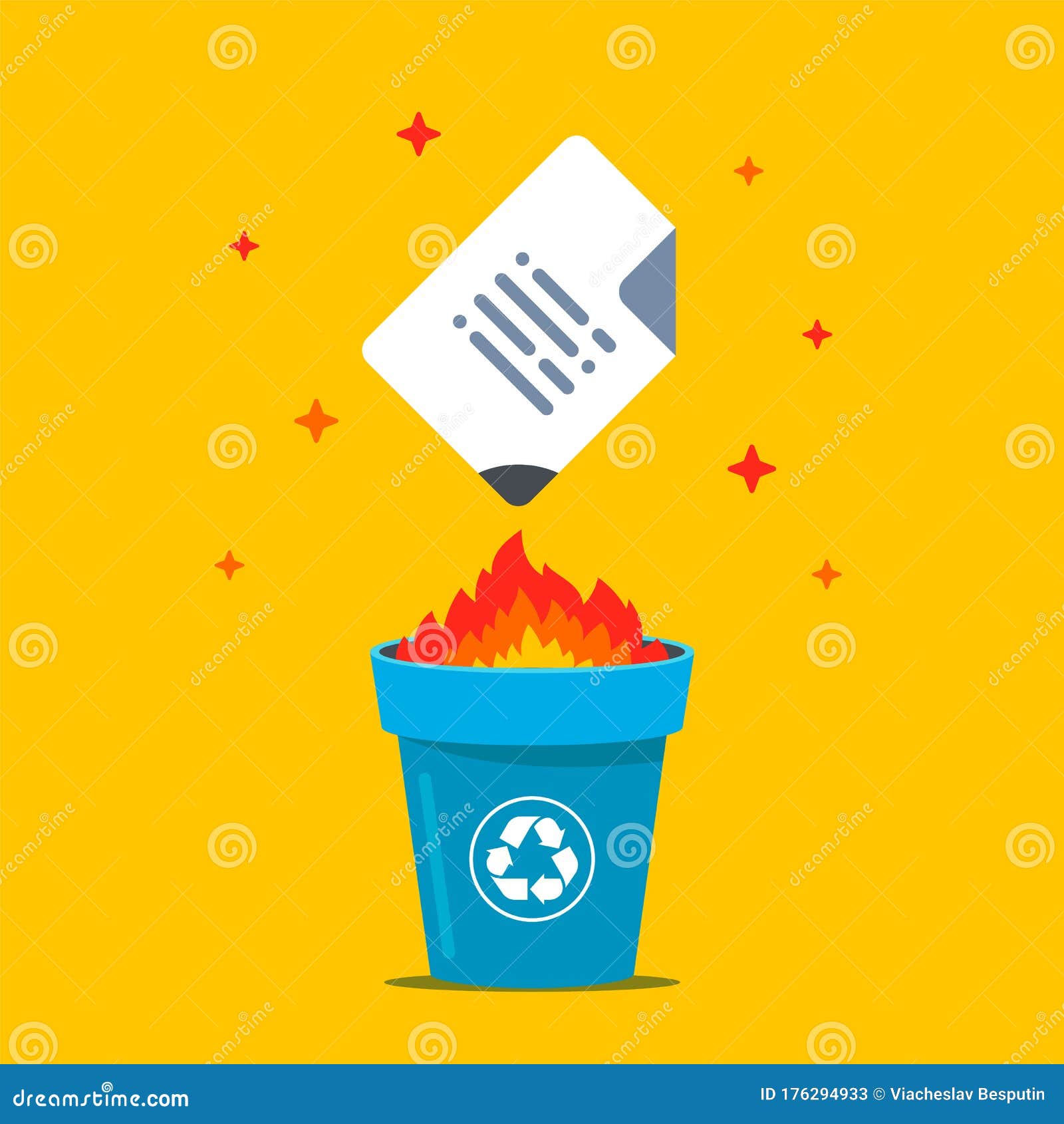Burn the Document in the Bin. Destroy Data Stock Vector - Illustration ...