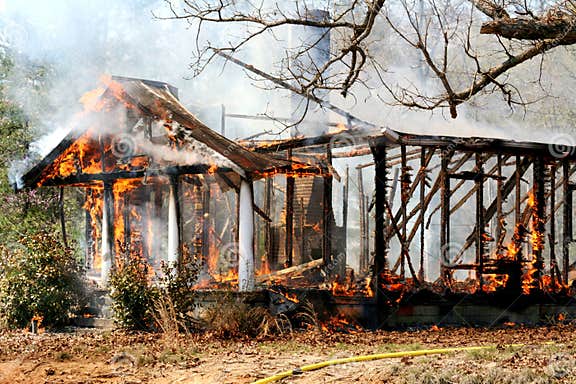 Burn down house fire stock photo. Image of fireman, burn - 25395360