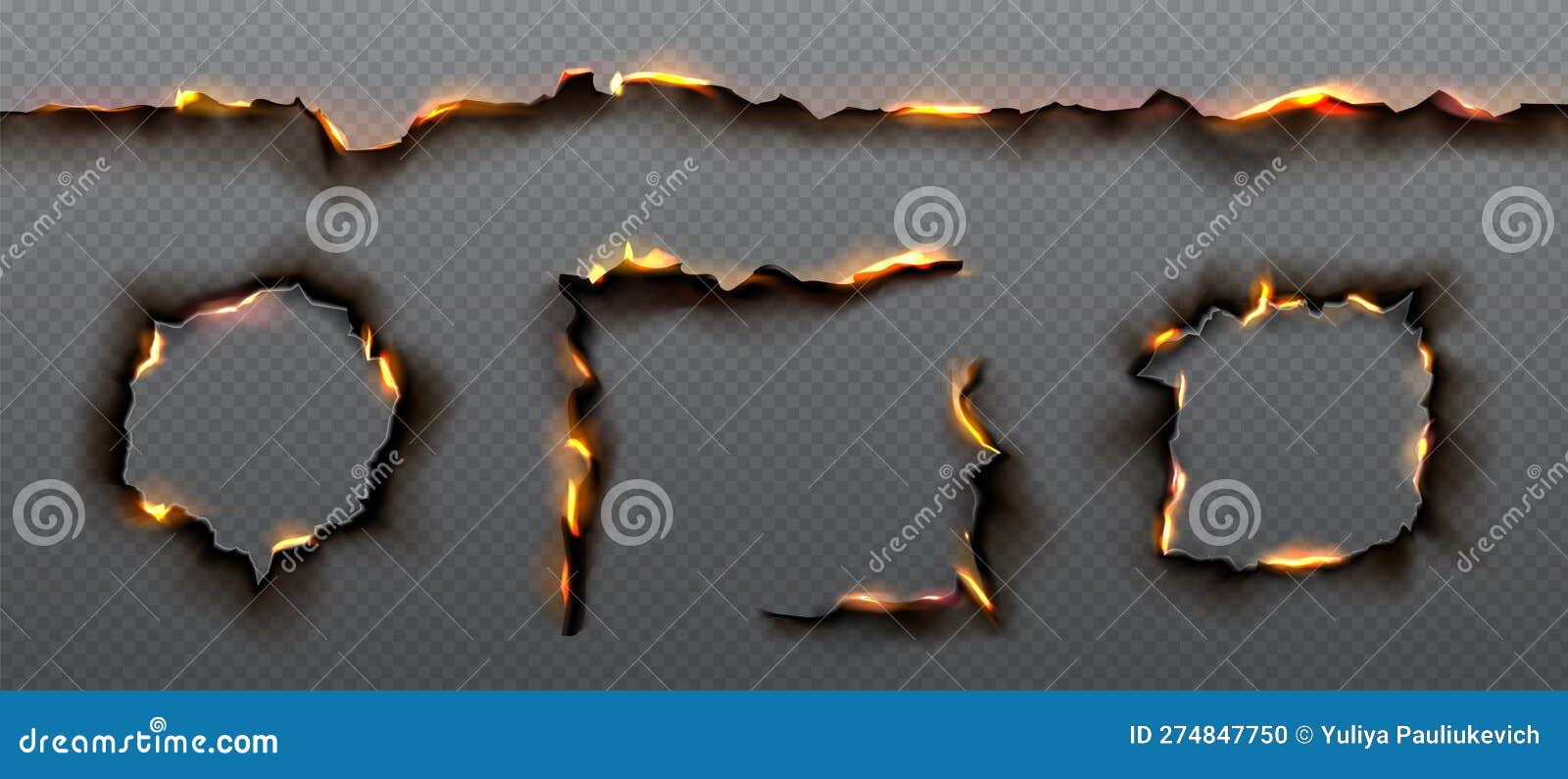 Burn Edge Paper Hole Corner, Fire Texture Effect Stock Vector ...