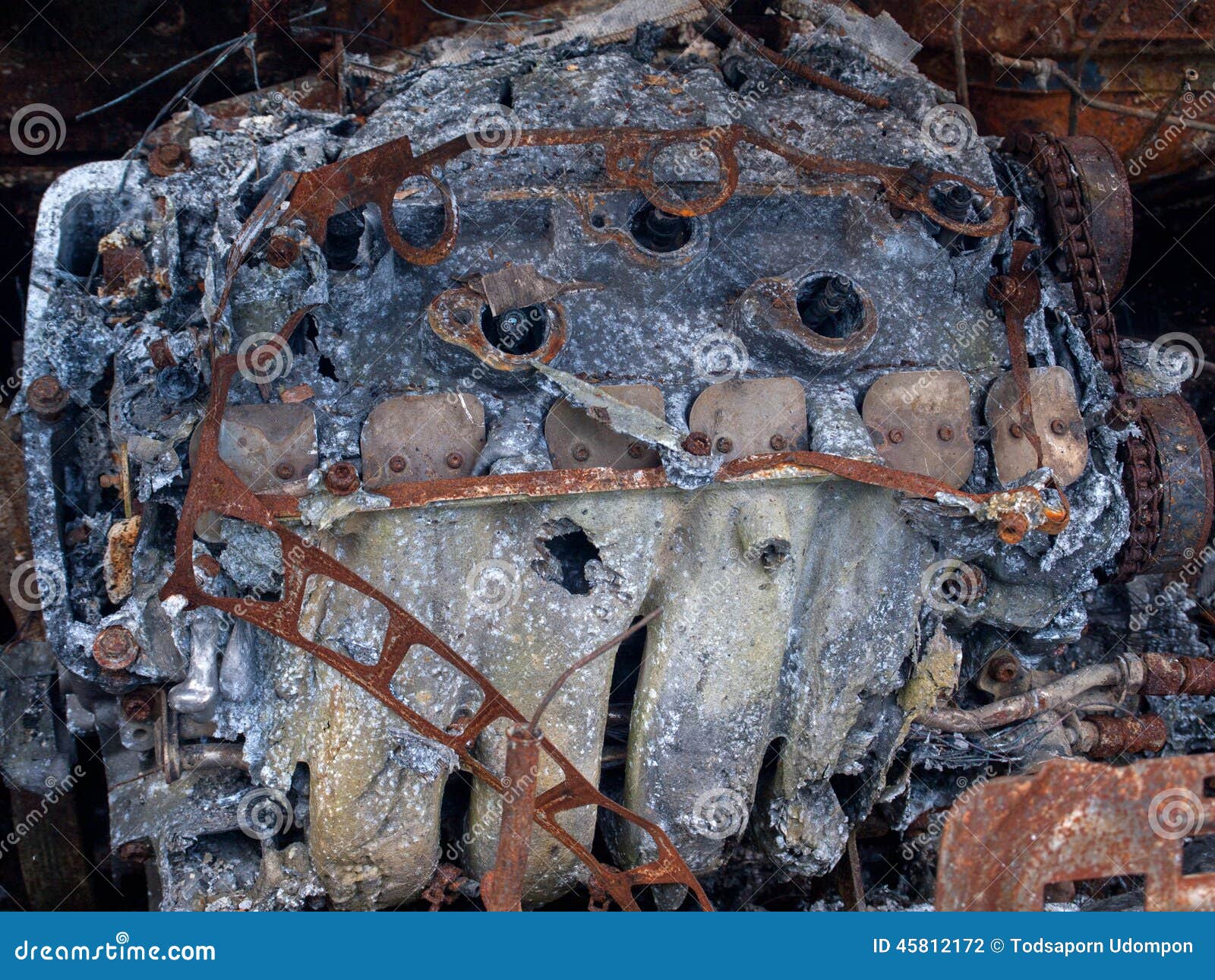 Burn engine. stock photo. Image of abandoned, fire, accident - 45812172