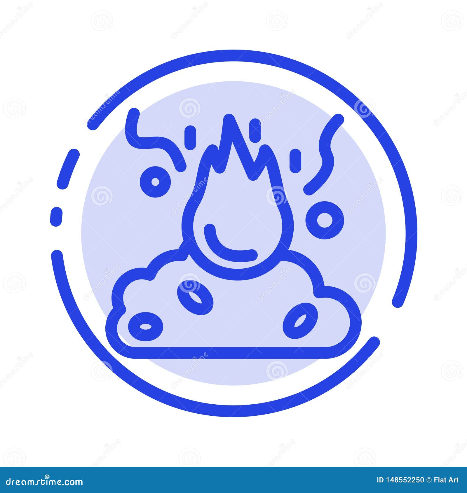 Burn, Fire, Garbage, Pollution, Smoke Blue Dotted Line Line Icon Stock ...
