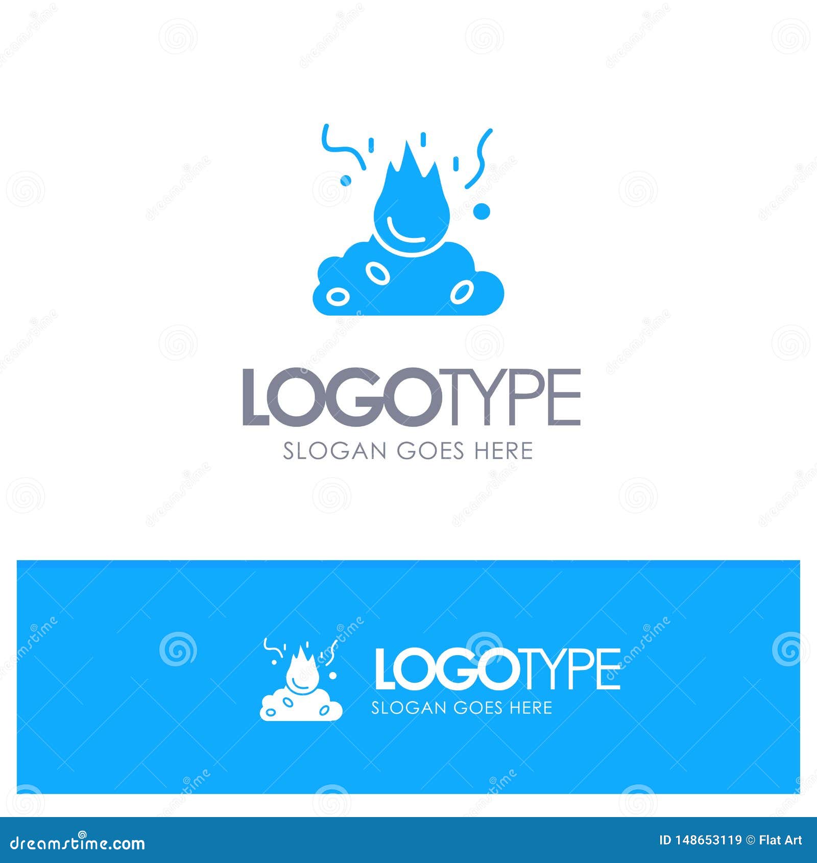 Burn, Fire, Garbage, Pollution, Smoke Blue Solid Logo with Place for ...