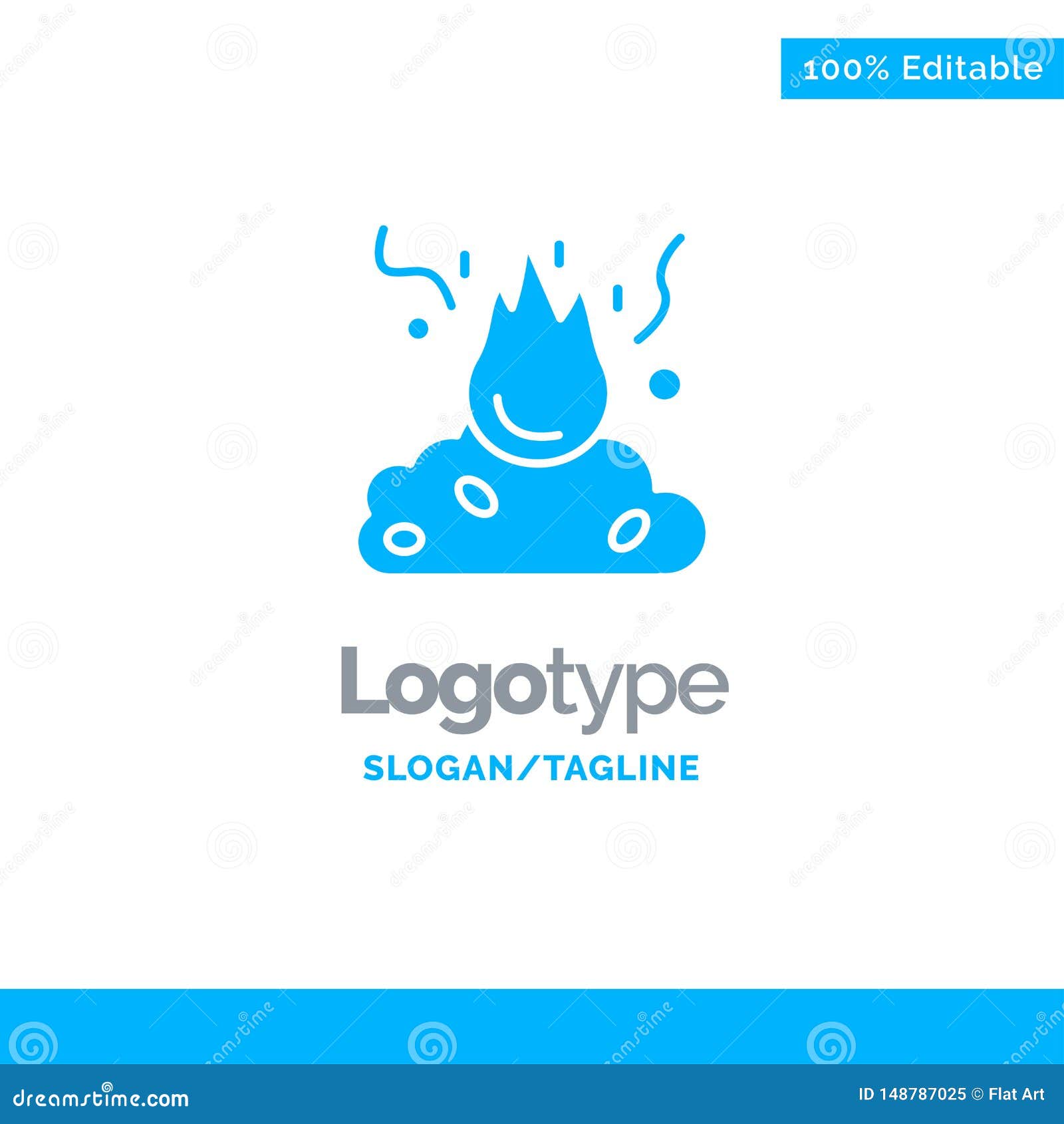 Burn, Fire, Garbage, Pollution, Smoke Blue Solid Logo Template. Place ...