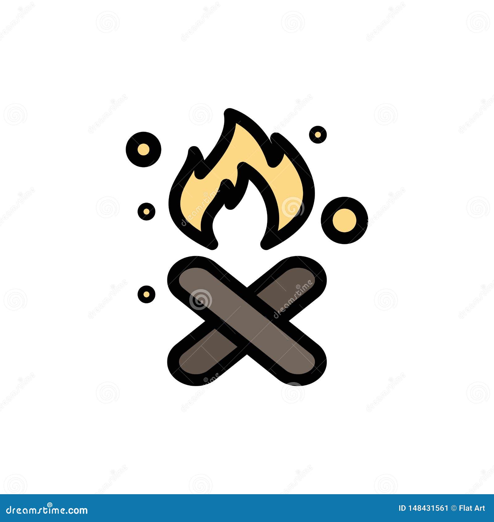 Burn, Fire, Garbage, Pollution, Smoke Flat Color Icon. Vector Icon ...