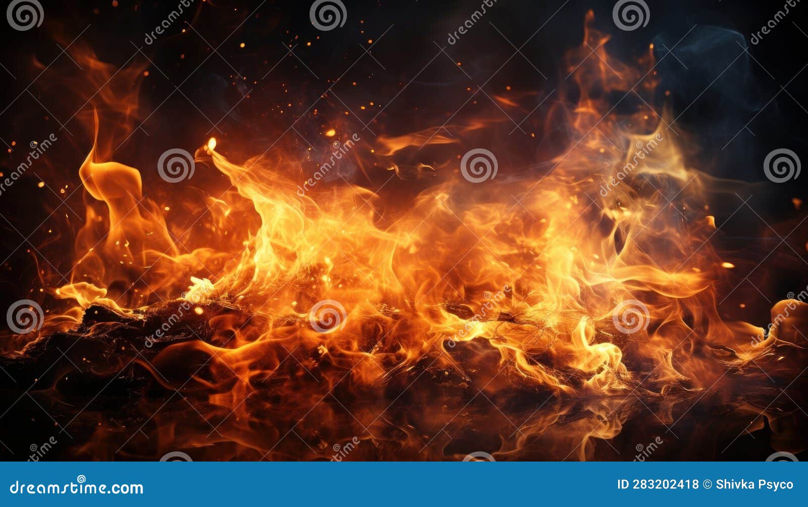 BBQ Embers And Flames: The Intensity Of A Roaring Fire Royalty-Free ...