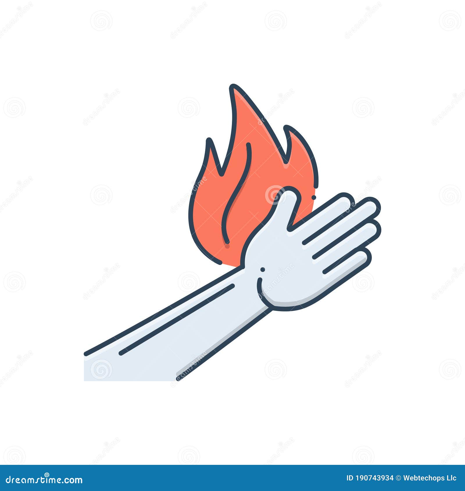 Color Illustration Icon for Burn Injury, Burnout and Hand Stock ...