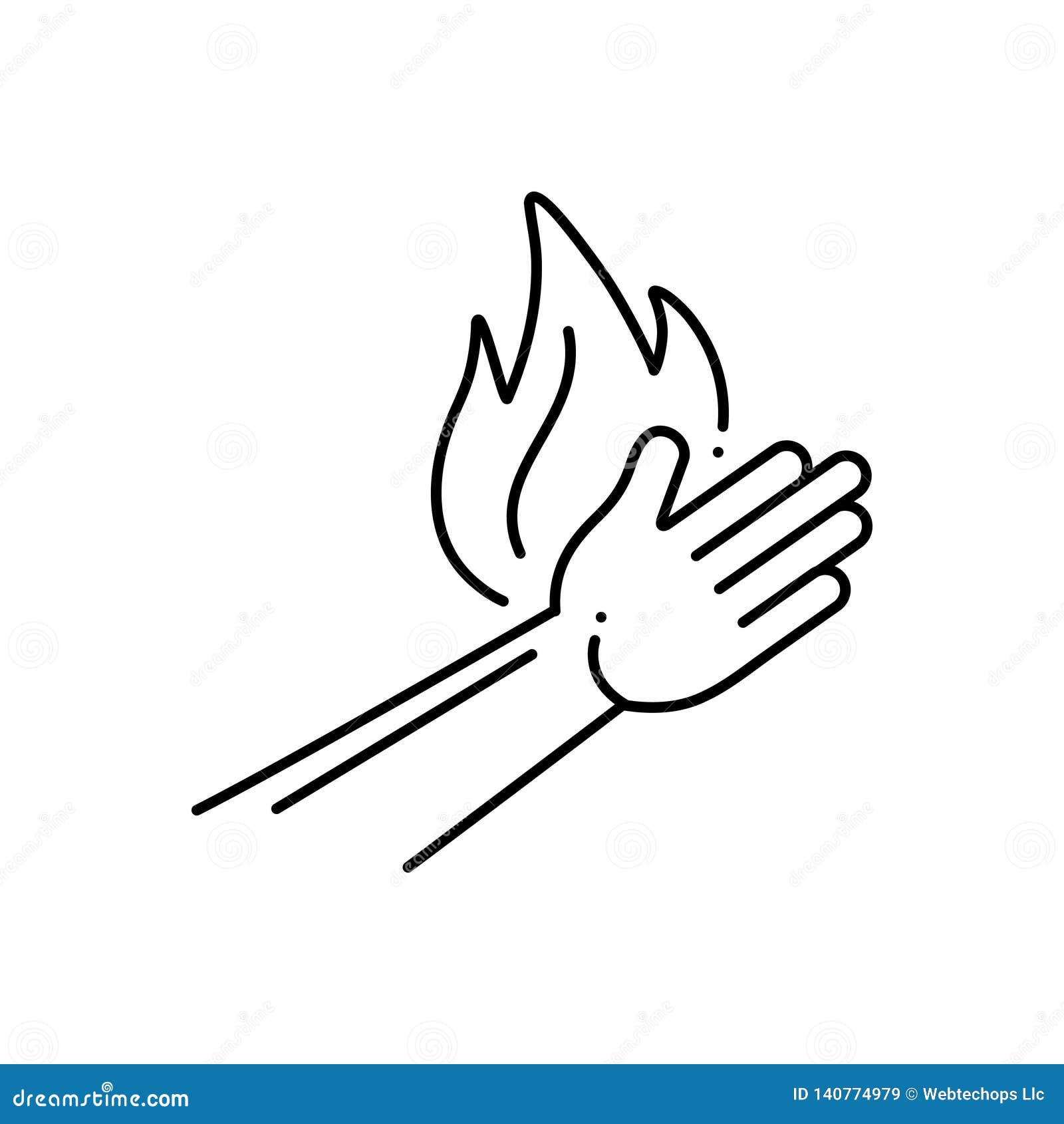 Black Line Icon for Burn Injury, Hand and Medical Stock Vector ...