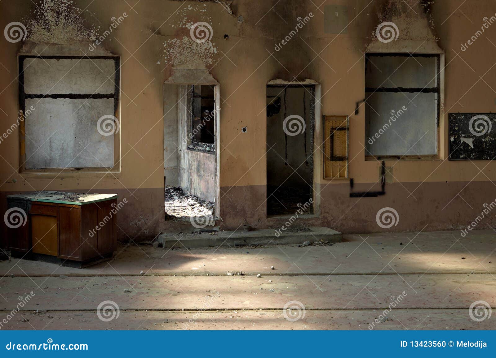 Burn out room stock photo. Image of wall, fire, window - 13423560