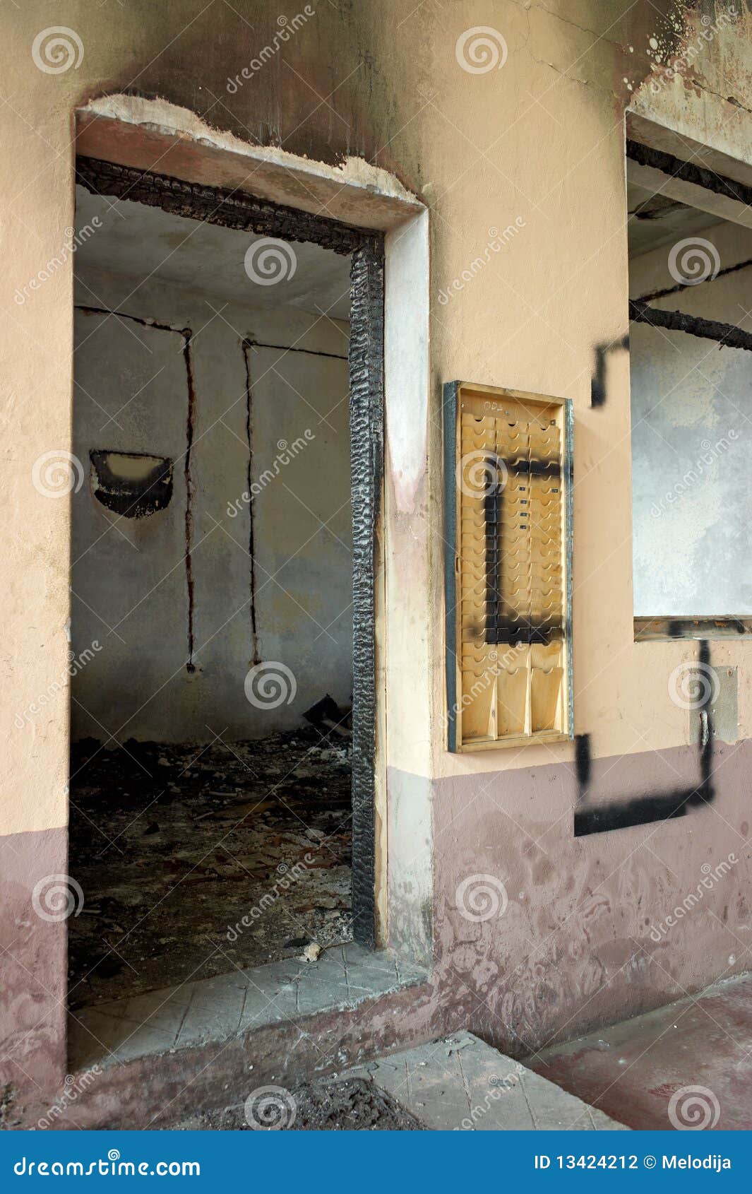 Burn out room stock photo. Image of disaster, pastel - 13424212