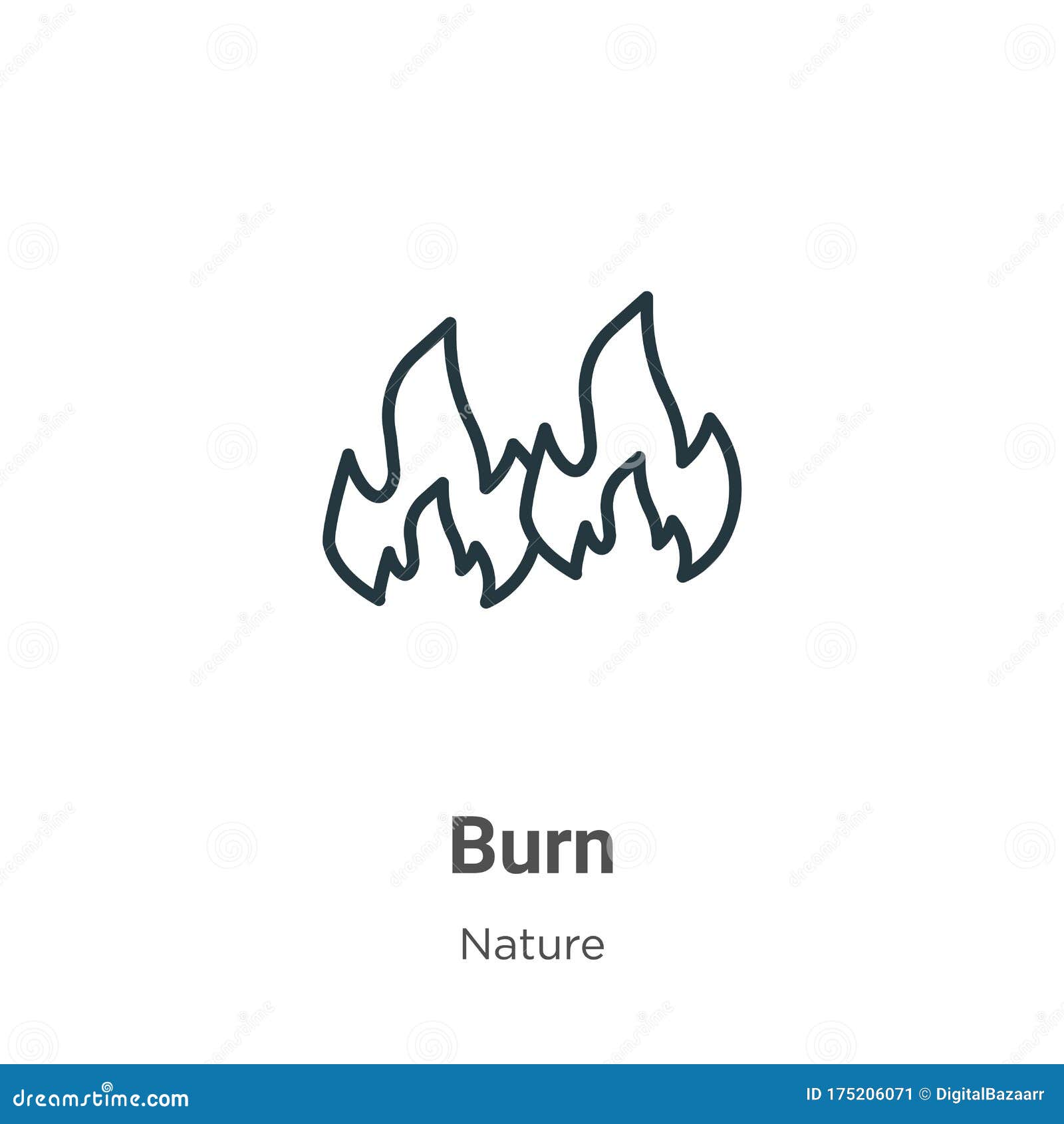 Burn Outline Vector Icon. Thin Line Black Burn Icon, Flat Vector Simple ...
