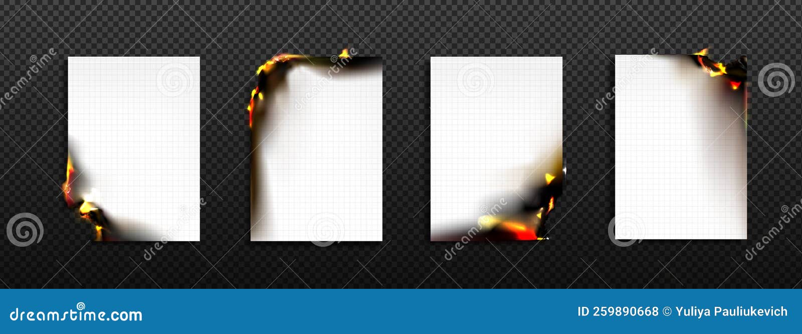 Burn Paper with Fire, Burning Notebook Pages Set Stock Illustration ...