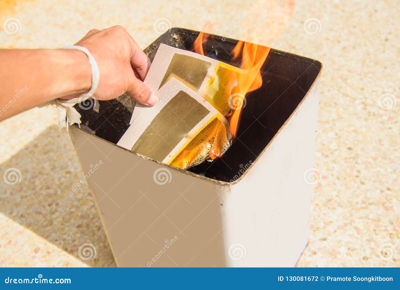 Burn the Silver and Gold Paper Stock Photo - Image of burning, flame ...