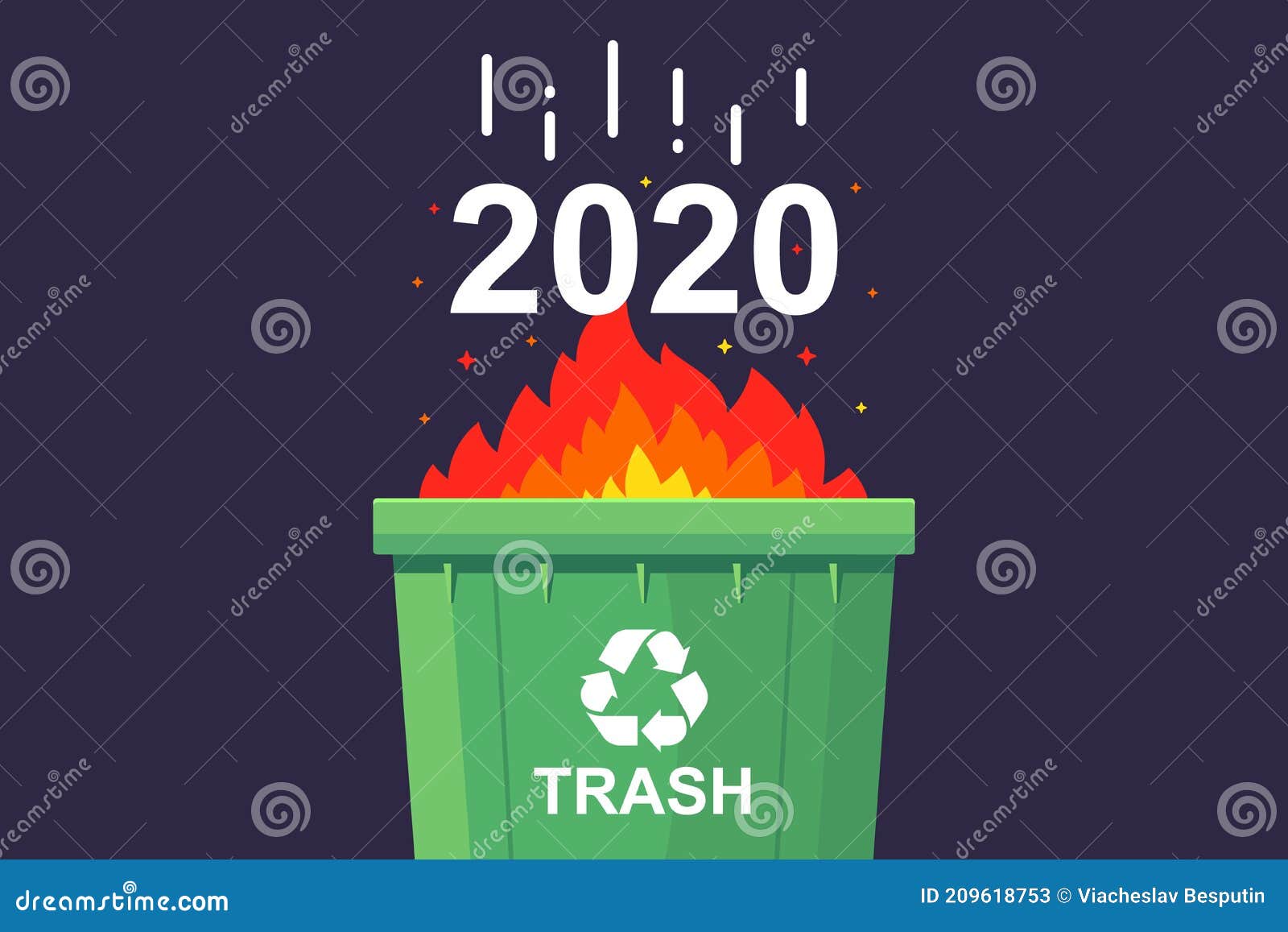 Burn in the Trash Bin 2020. Stock Vector - Illustration of survived ...
