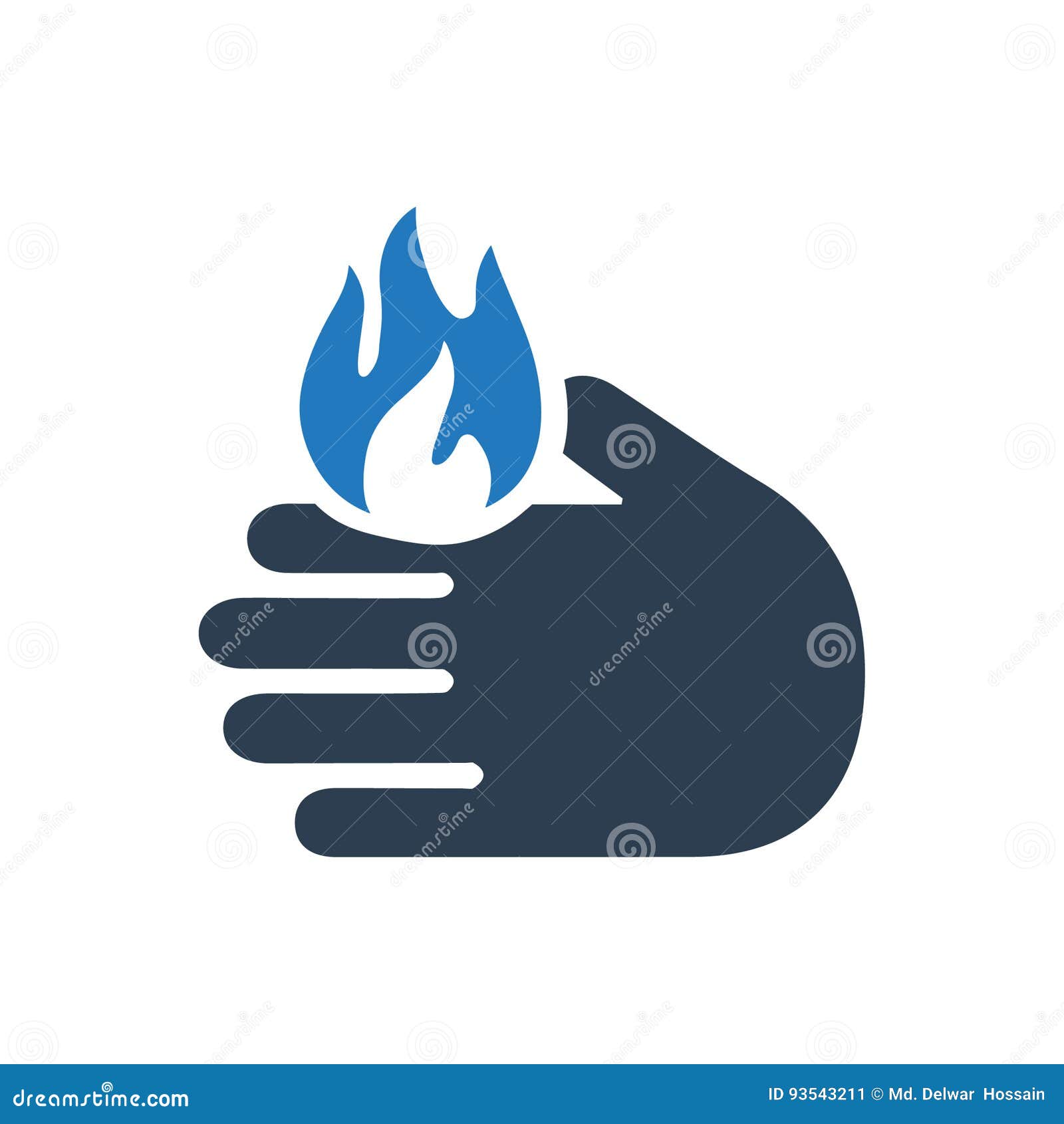 Burn warning icon stock vector. Illustration of hand - 93543211