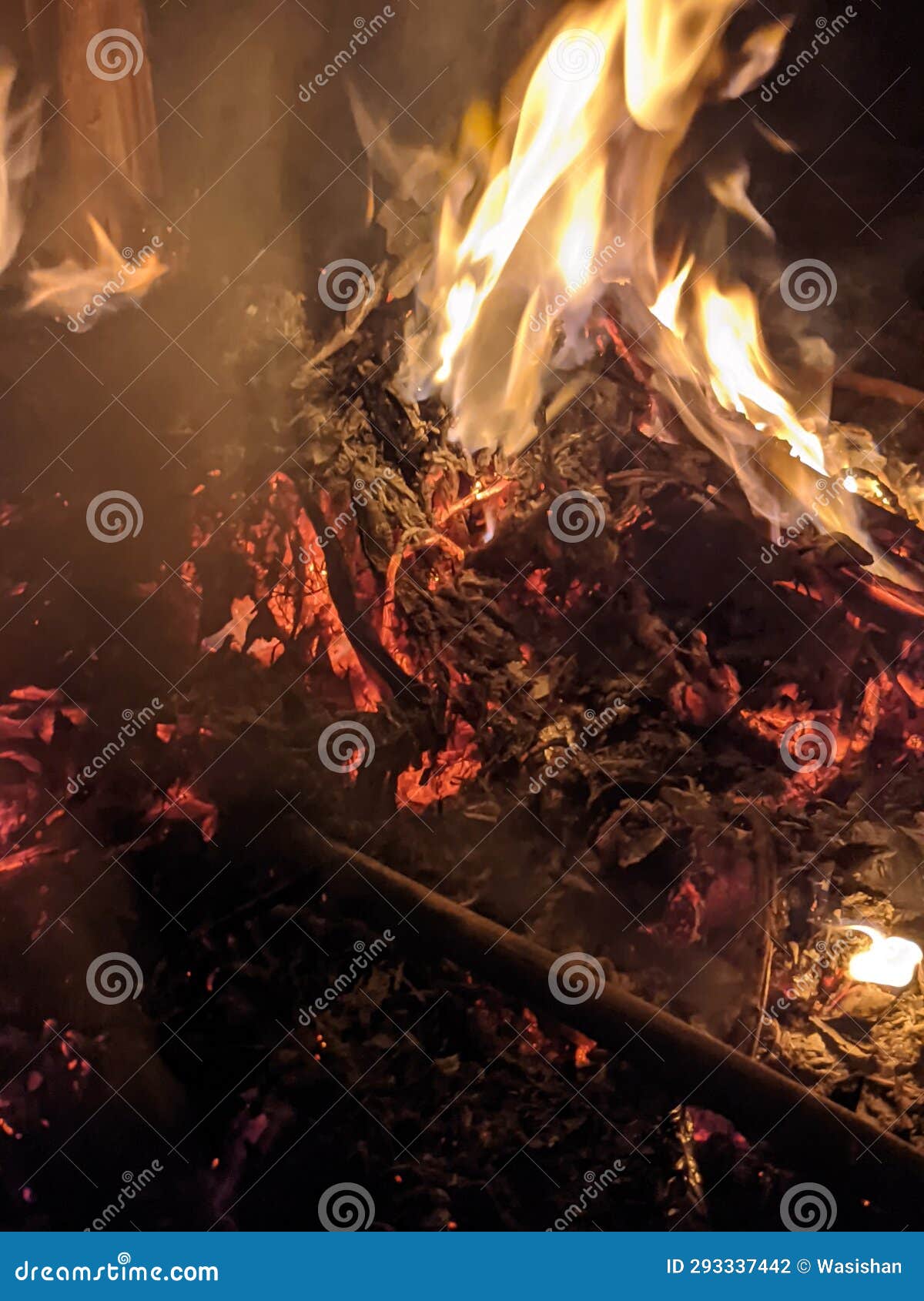 Burn Wood and Dry Leaves at Night Stock Photo - Image of crowd, wood ...