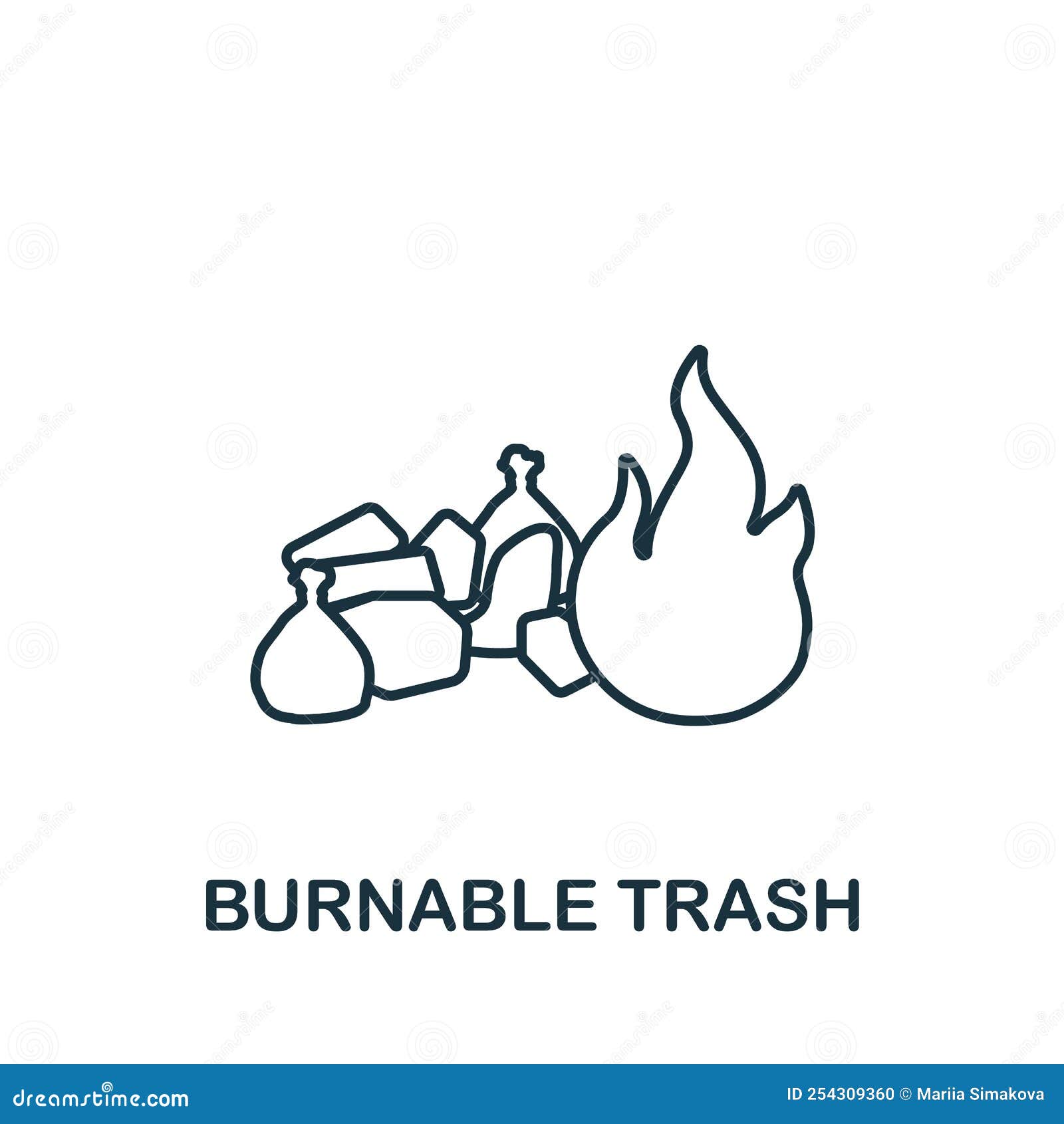 Burnable Trash Icon. Line Simple Icon For Templates, Web Design And ...