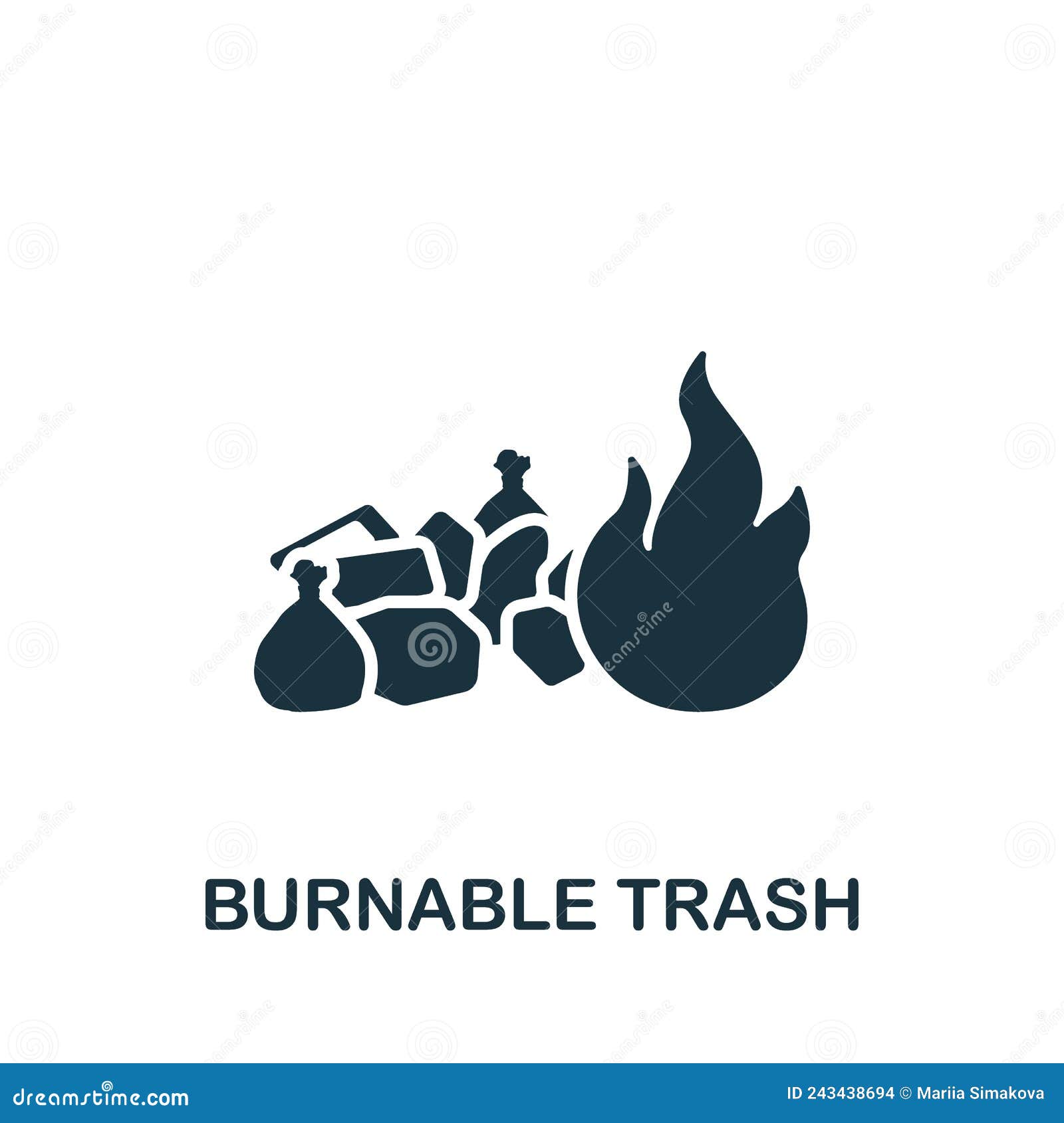 Burnable Trash Icon. Monochrome Simple Icon for Templates, Web Design ...