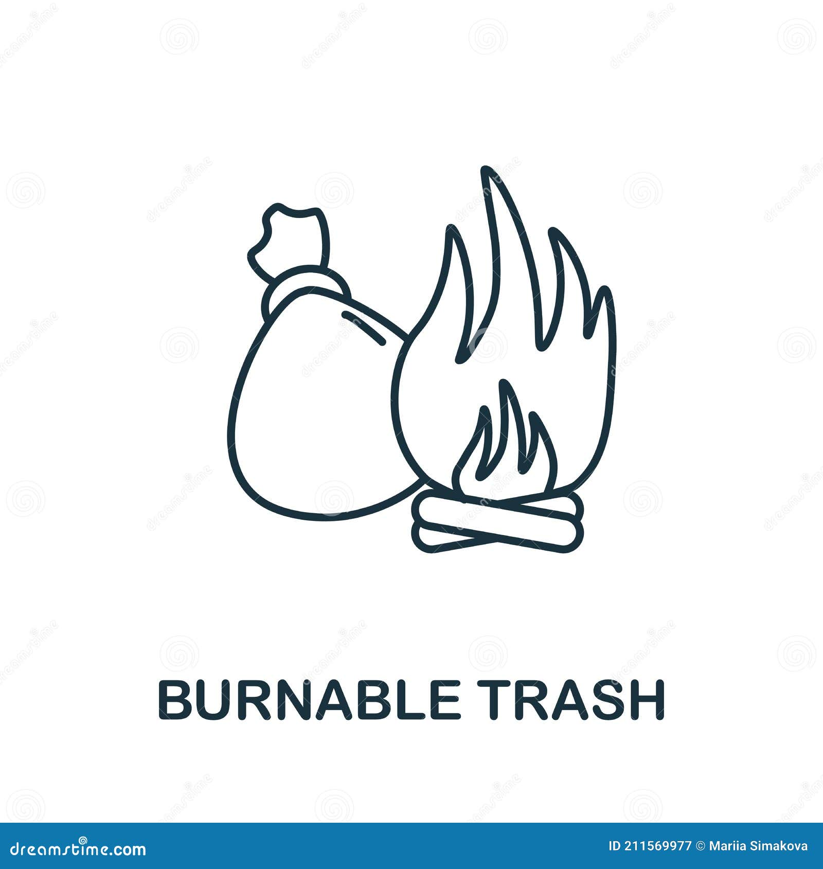 Burnable Trash Icon. Simple Illustration from Recycling Collection ...
